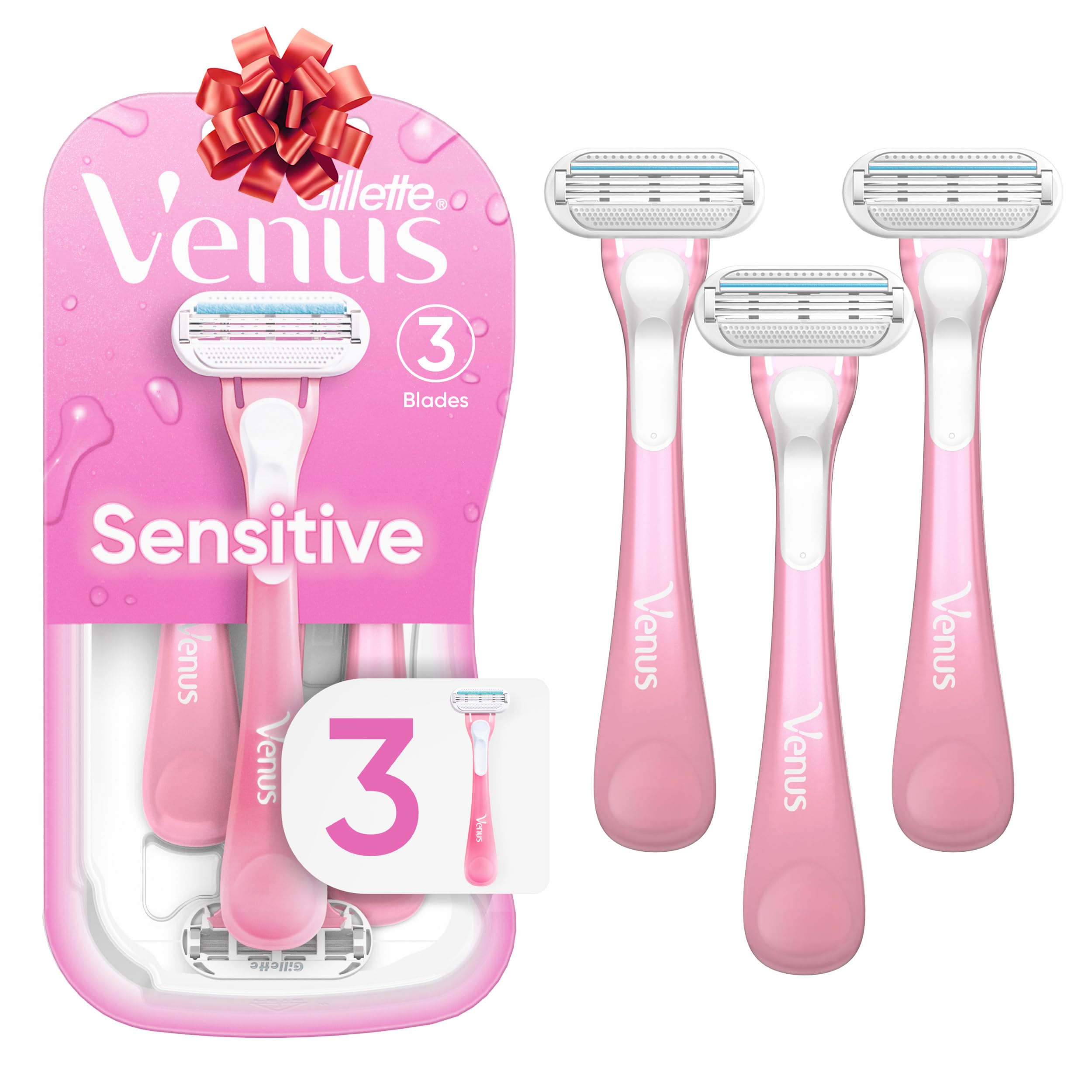 Amazon.com: Gillette Venus Sensitive Women's Disposable Razors - Single Package of 3 Razors ...