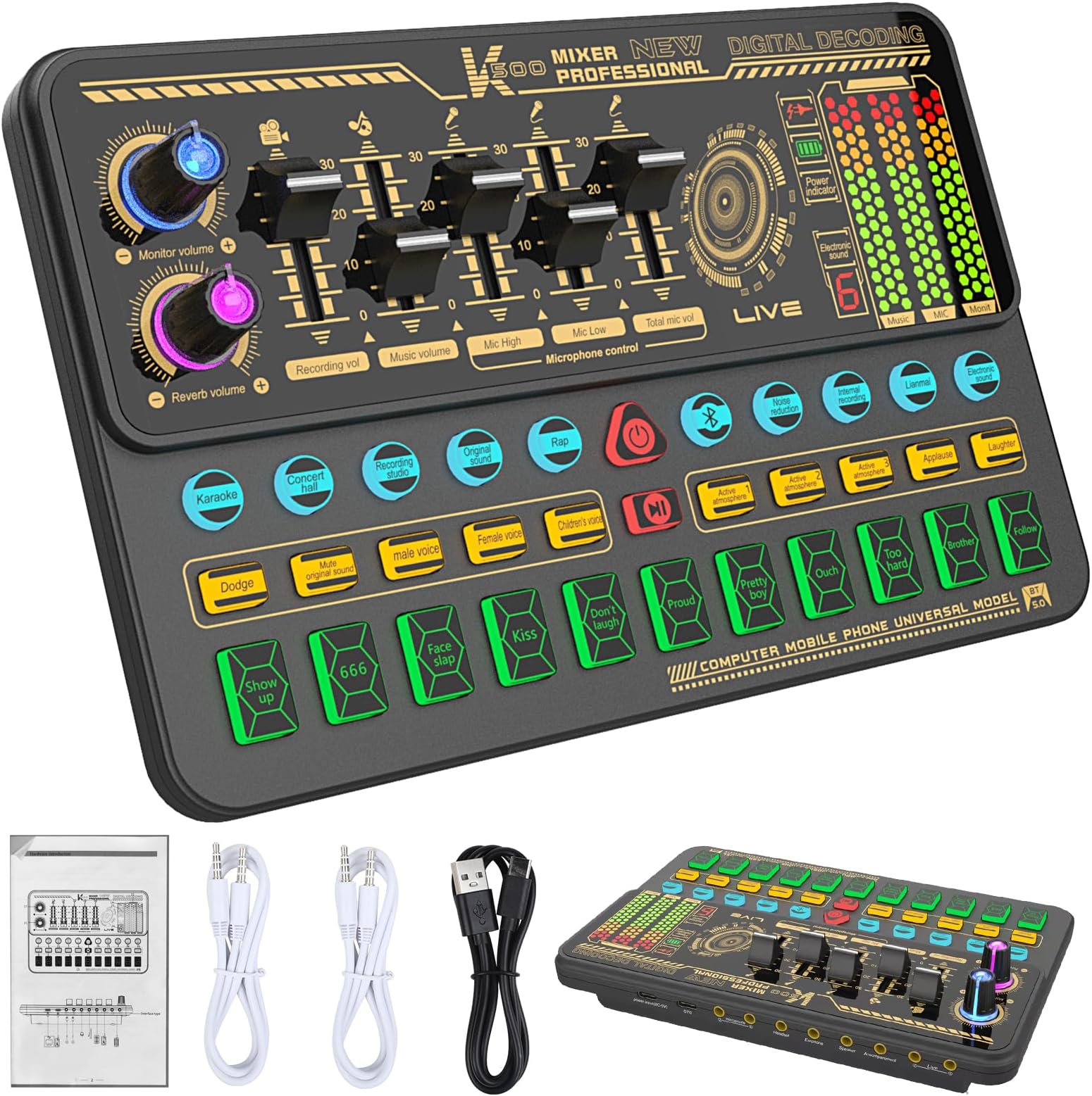 Amazon.com: M8 Podcast Live Sound Card, Multiple Sound Effects Voice ...