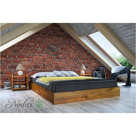 Nodax Wooden Solid Platform Bed Frame with slats 'F9 (Oak, Super King ...