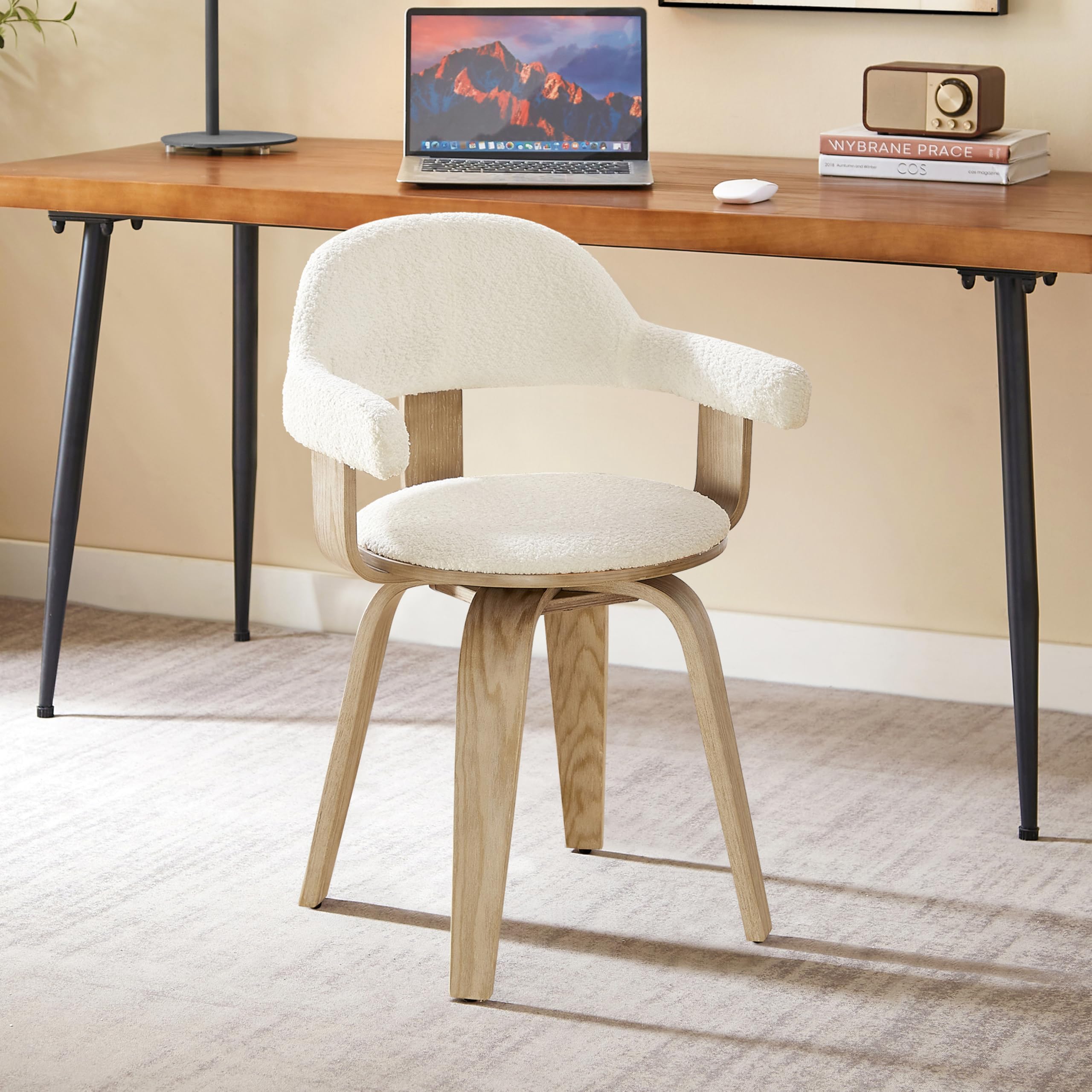 Amazon.com: Art Leon Desk Chair No Wheels, Mid Century Modern Swivel ...