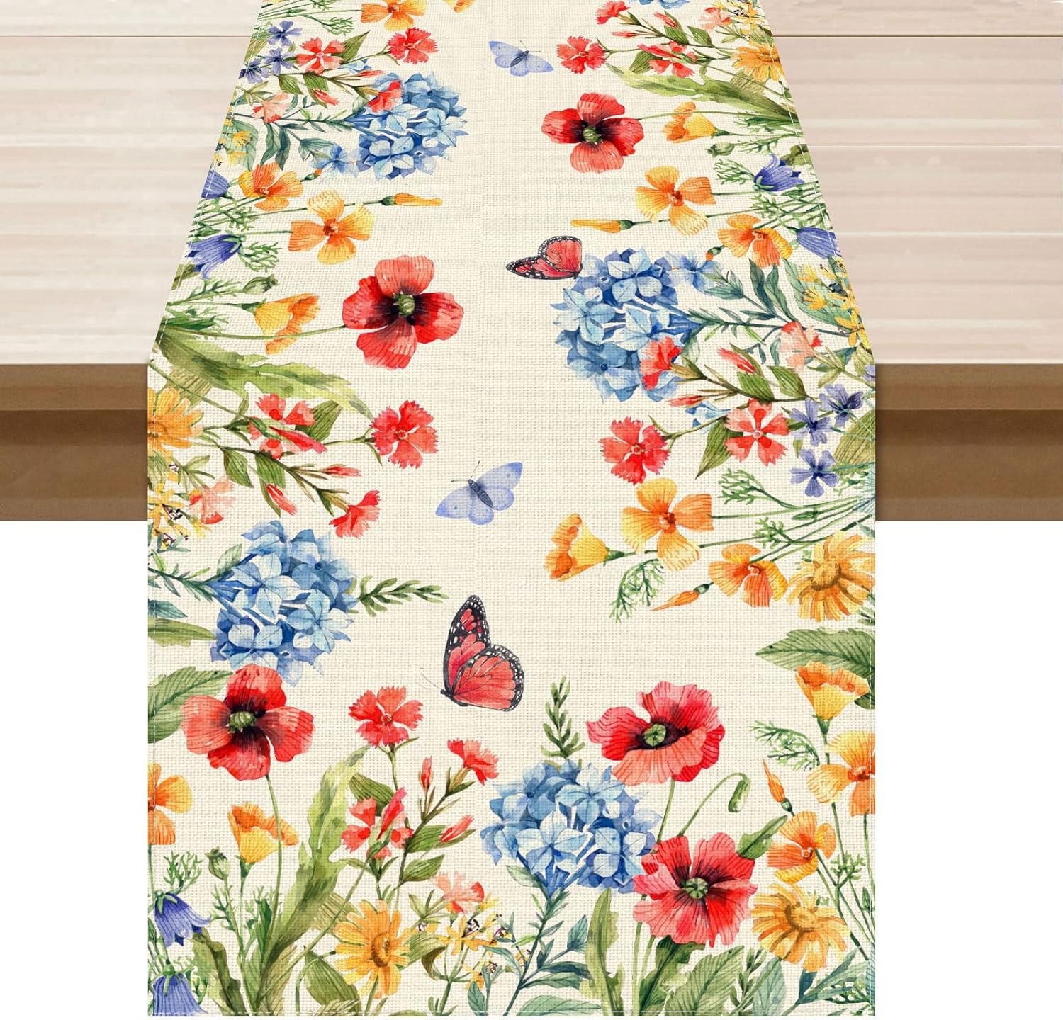 Amazon.com: XCHI Watercolor Colorful Wildflowers Butterfly Spring Table ...