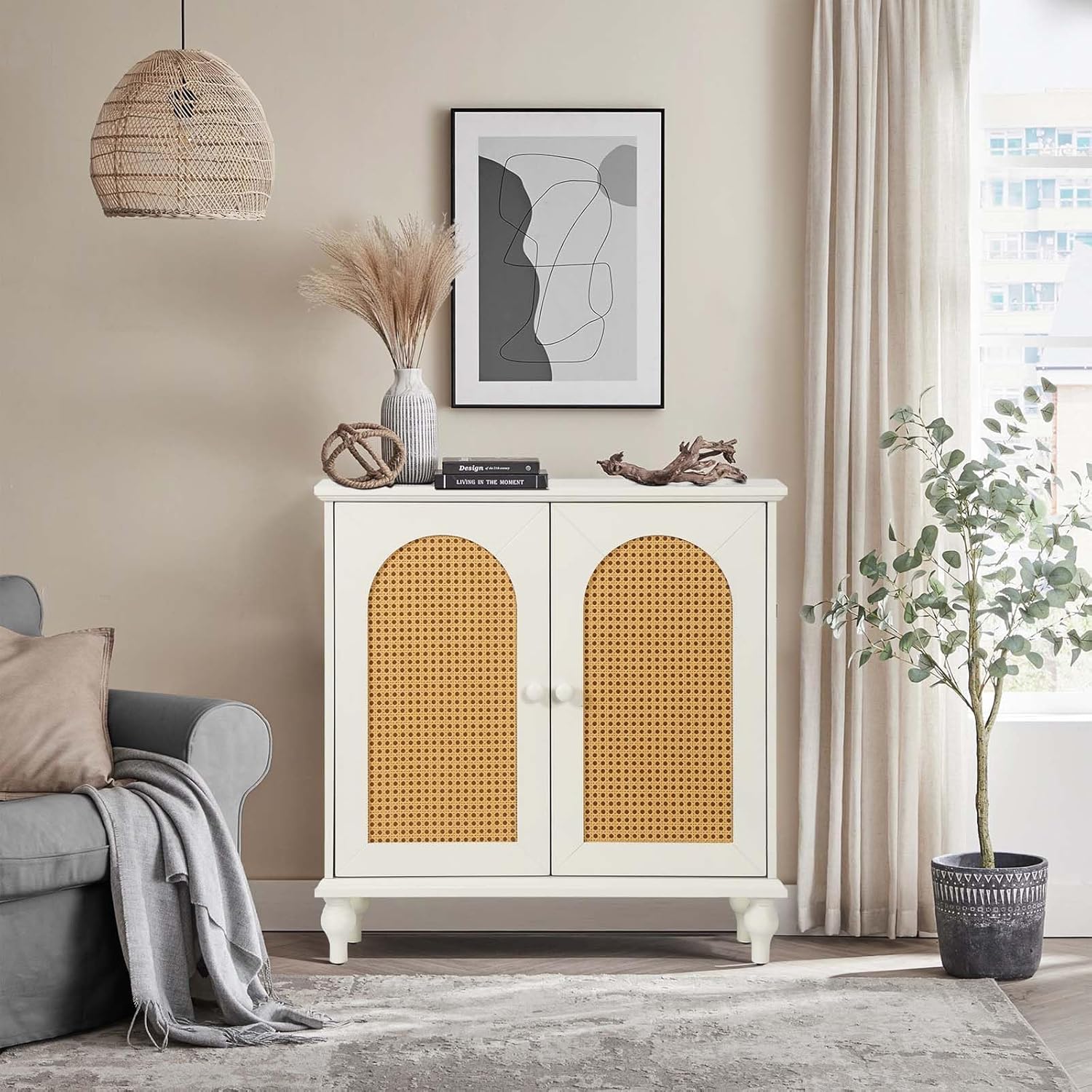 Amazon.com: Modern Storage Cabinets, Rattan Cabinets with Doors and ...