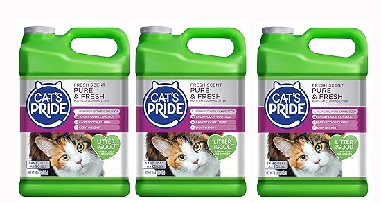 Amazon | Cat's Pride フレッシュ香り ピュア&フレッシュ マルチキャット 塊砂 10ポンド ジャグ 3個パック (C47510-C40) | Cat's Pride | 猫砂 通販