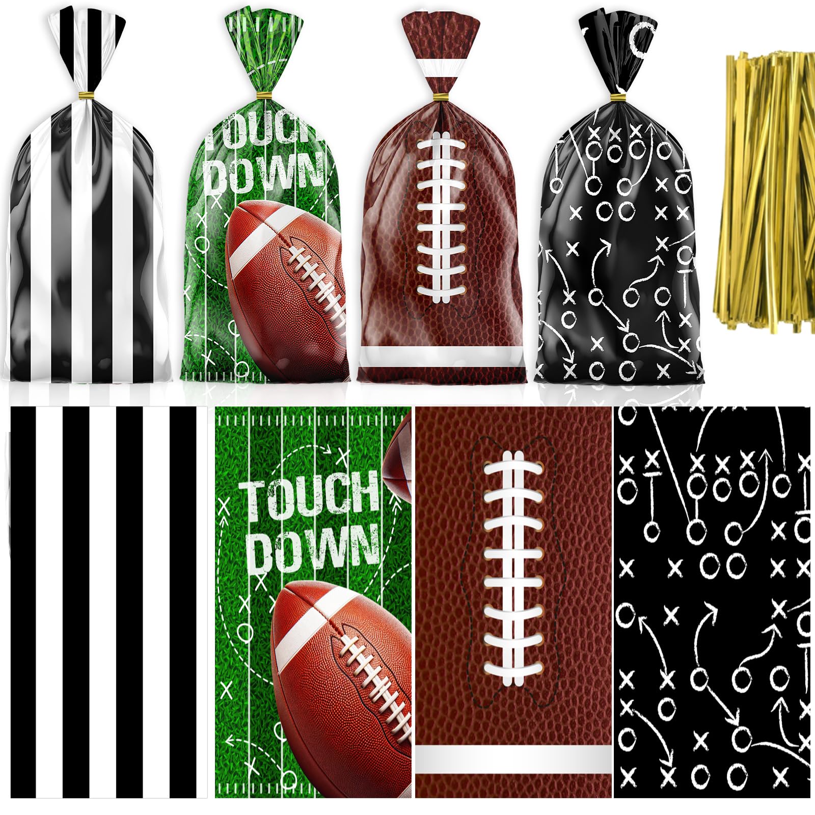 Amazon.com: GREHUMOR 100pcs Football Goodie Bags,Football Cellophane ...