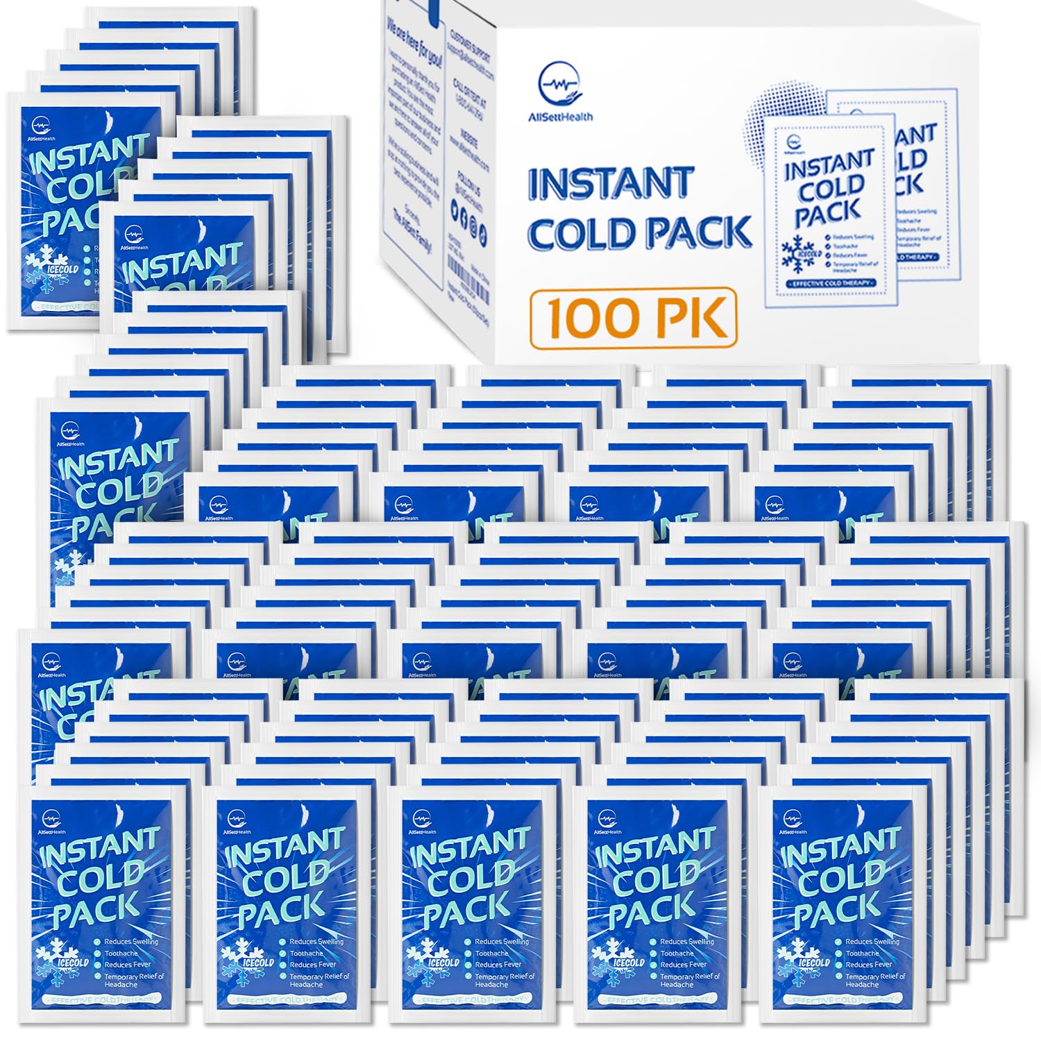100 Pack Instant Cold Pack Disposable Instant Ice Packs Injuries ...