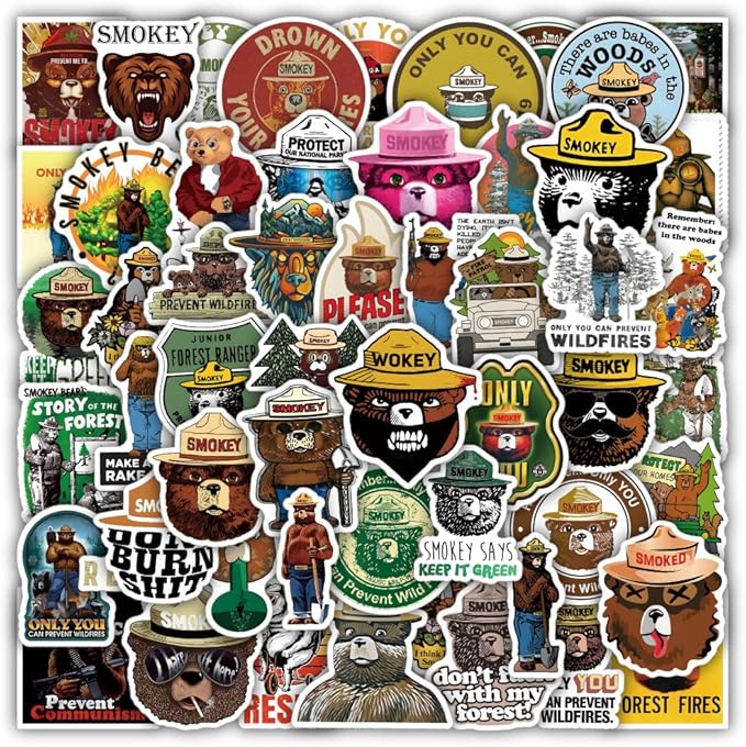 Amazon.com: Smokey The Bear Stickers | 54pcs Cute Wildlife Firefighting ...