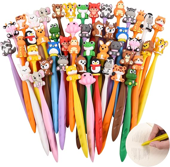 Amazon.com : 48 Pcs Cute Animals Bobblehead Eraser for Pencils Kawaii ...