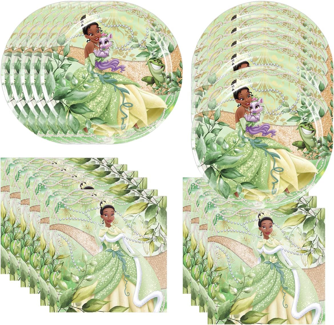 DoMiDoLa 40pcs Princess Tiana Party Supplies include 20 plates, 20 ...