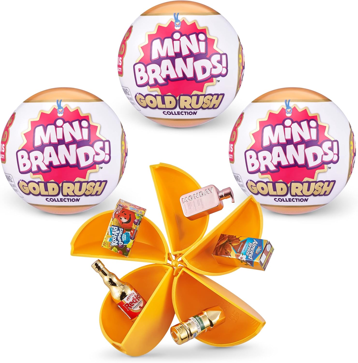 Amazon.com: 5 Surprise Mini Brands UK Gold Rush Mystery Capsule Real ...