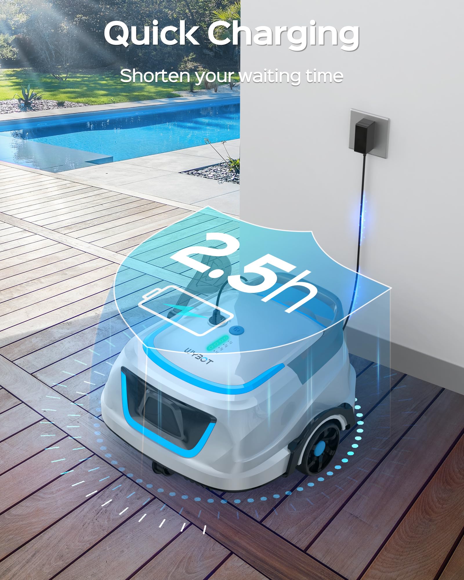 Snapklik.com : WYBOT A1 Cordless Robotic Pool Cleaner, Automatic Pool Vacuum For Above Ground