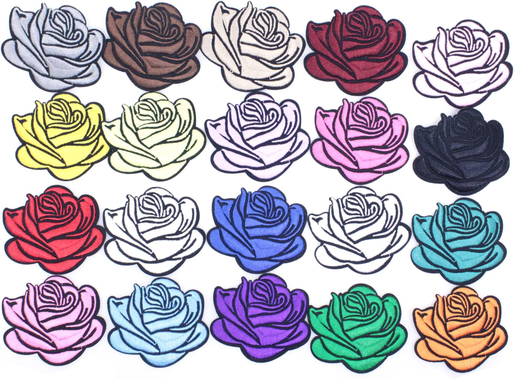 Amazon.com: ZZXLLRO 5Pcs Rose Flower Iron On Patches, Purple Floral ...