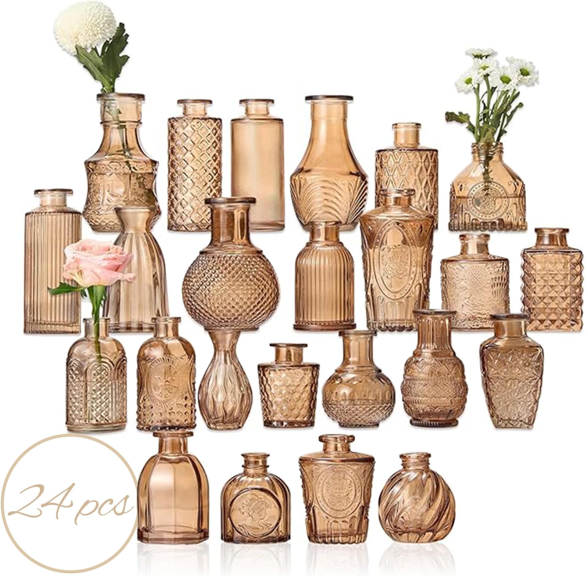 Amazon.com: Glass Bud Vase Set of 24, Small Flower Vases, Glass Vases ...