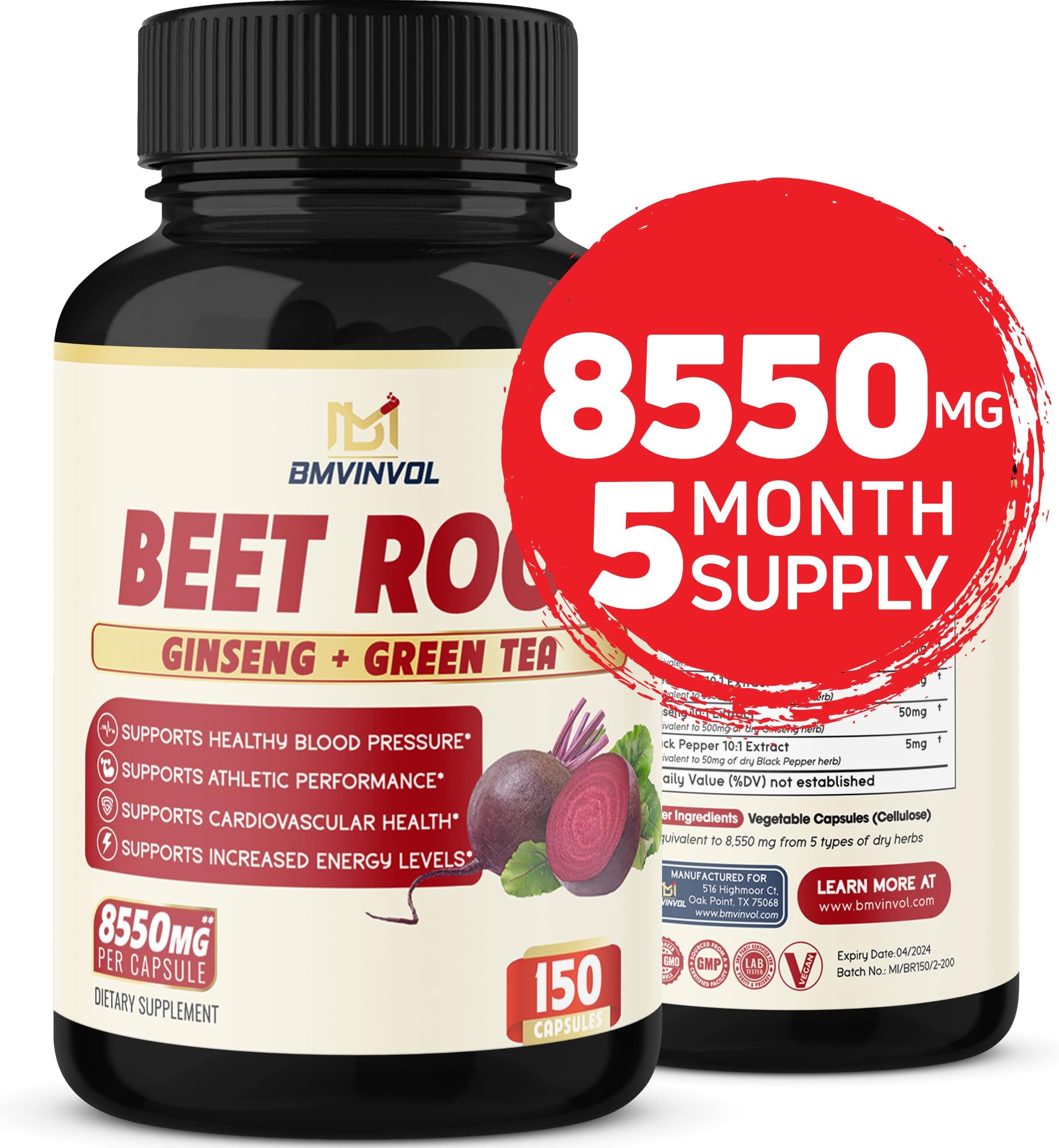 Amazon.com: BMVINVOL Beet Root Extract Capsules 8550mg - Green Tea, Red ...