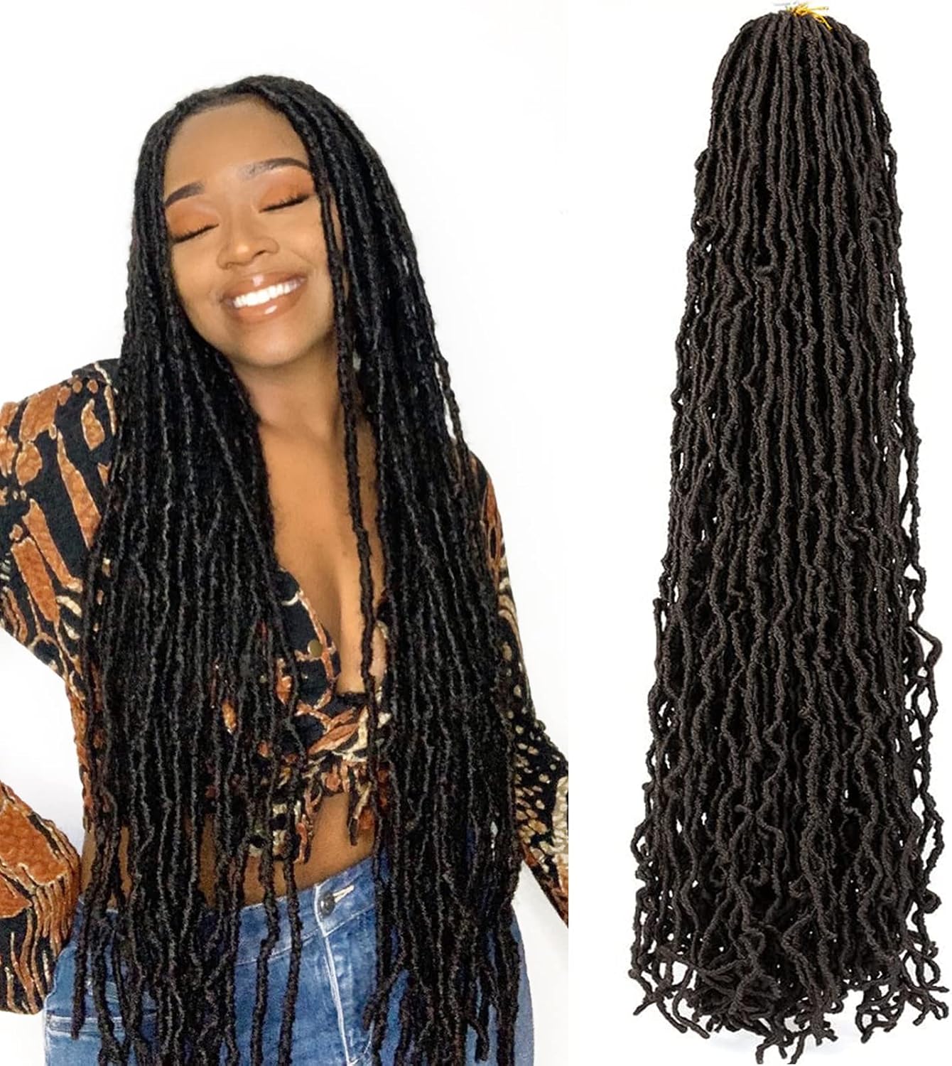 New Faux Locs Crochet Braids Hair 6 Packs Super Long Goddess Locs ...