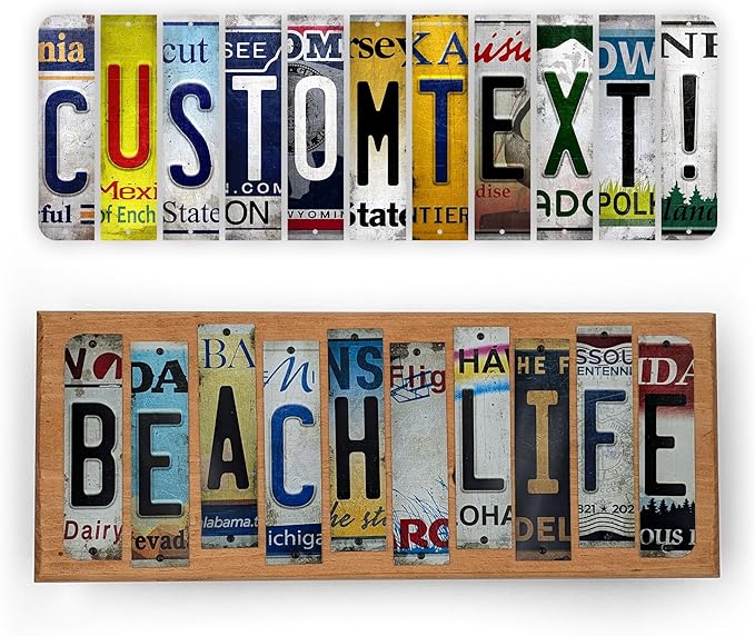 Amazon.com: Personalized License Plate Letter Sign, Replica Cut Strips ...