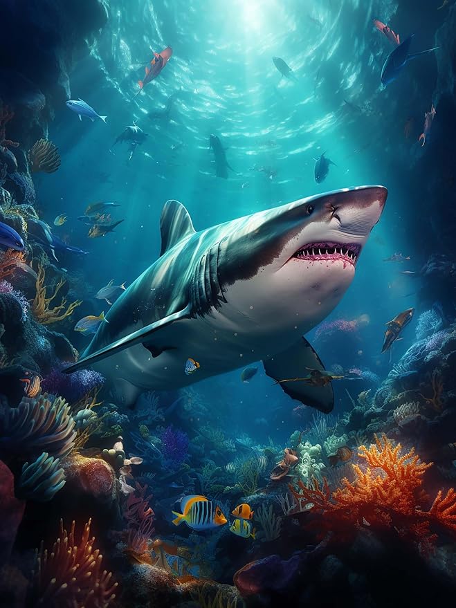 Diymood 5D Diamond Art Shark Kit - DIY Diamond Painting Marine Life ...