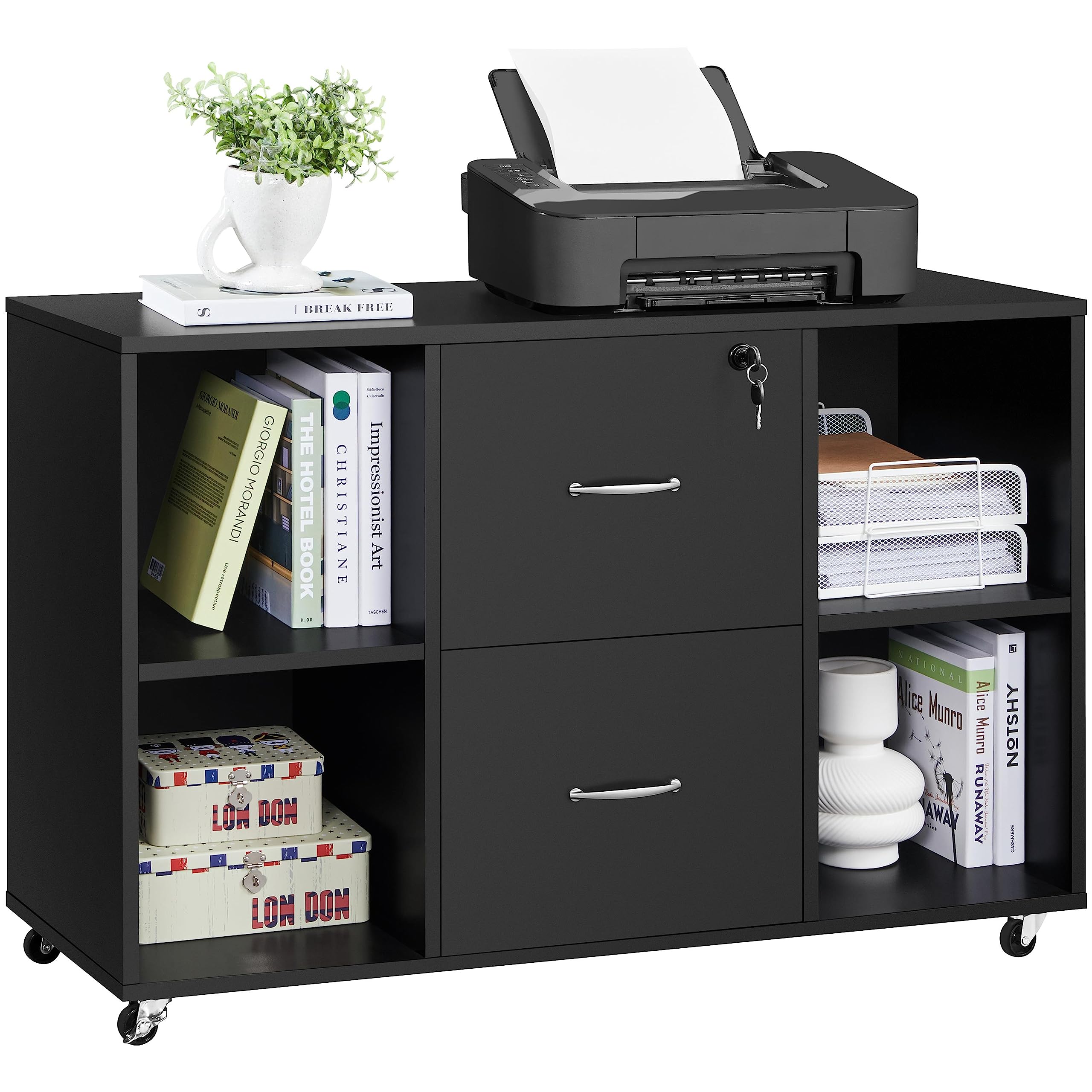 Snapklik.com : Yaheetech Black File Cabinet Large Mobile Storage ...