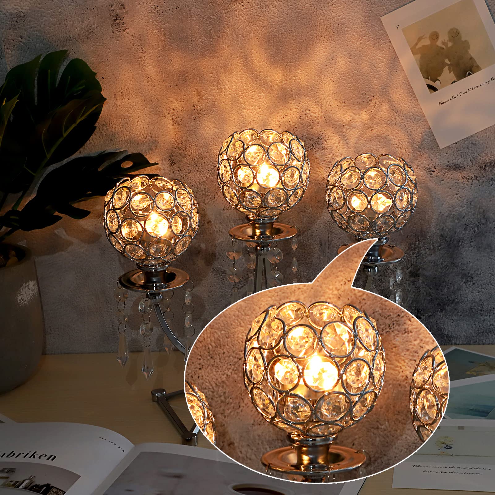Snapklik.com : OwnMy 3 Arms Crystal Bowl Tealight Candle Holder ...