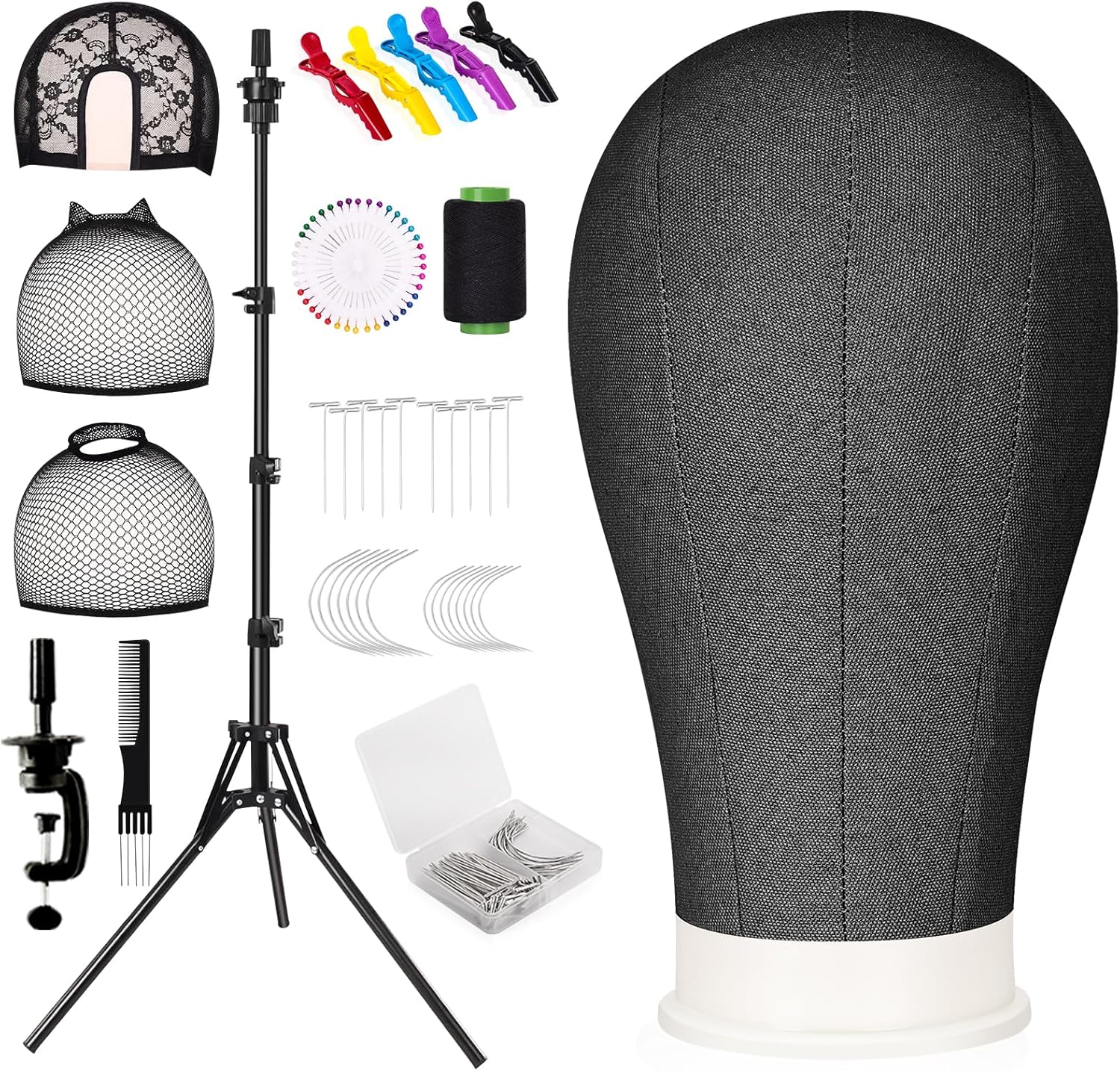 Amazon.com: mcwdoit Wig Stand Tripod with Head, Wig Mannequin Head for ...