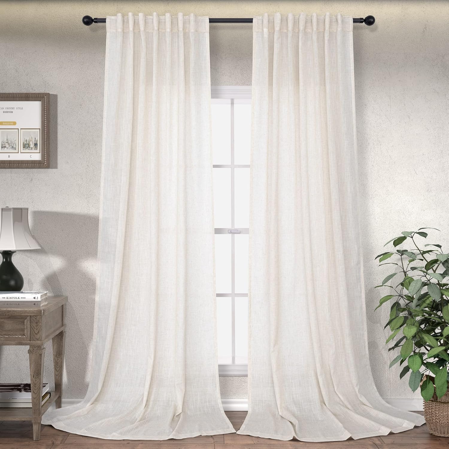 Amazon.com: Natural Linen Extra Long Curtains 120 Inch Length for ...