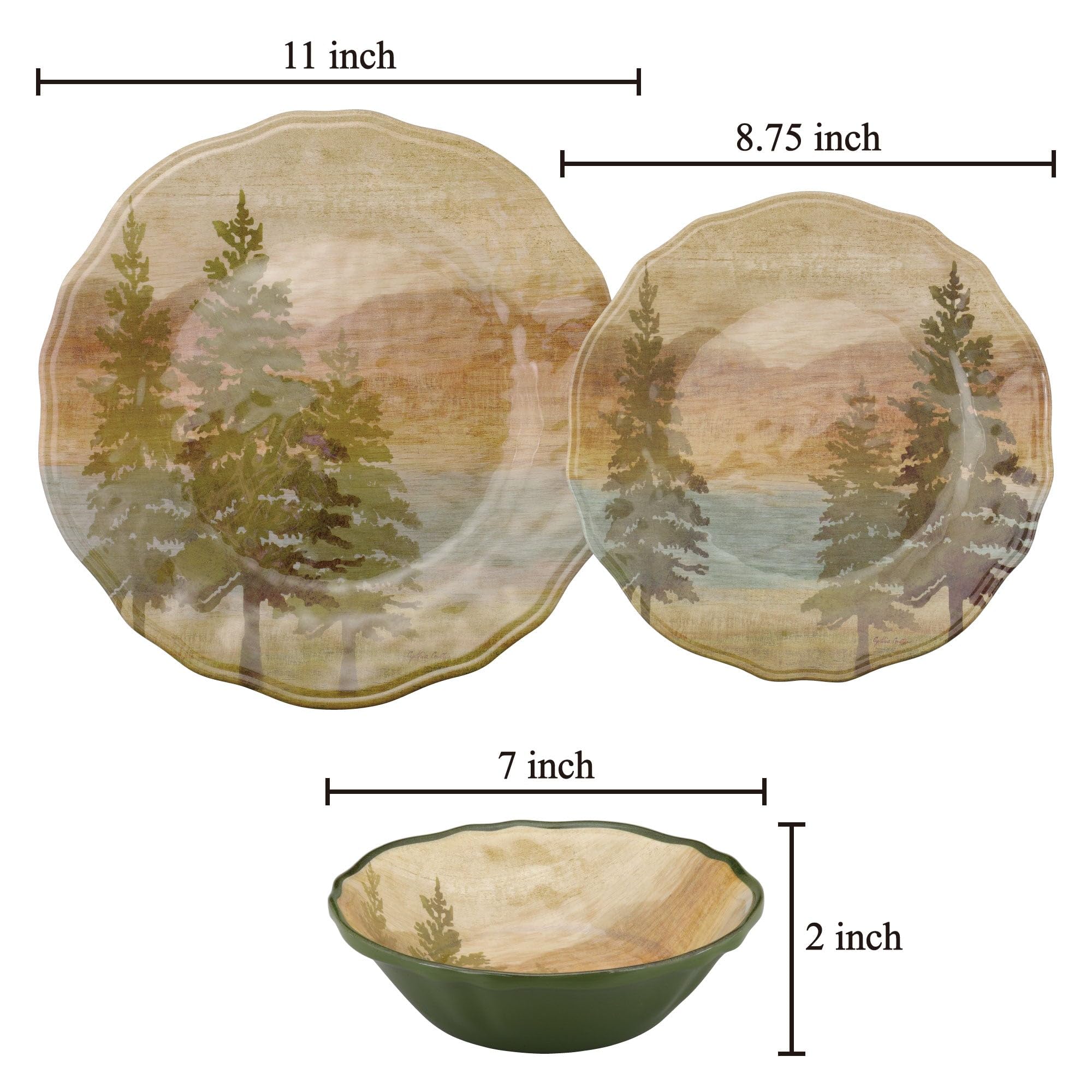Snapklik.com : UPware 12 Piece Lakeside Pine Melamine Dinnerware Sets
