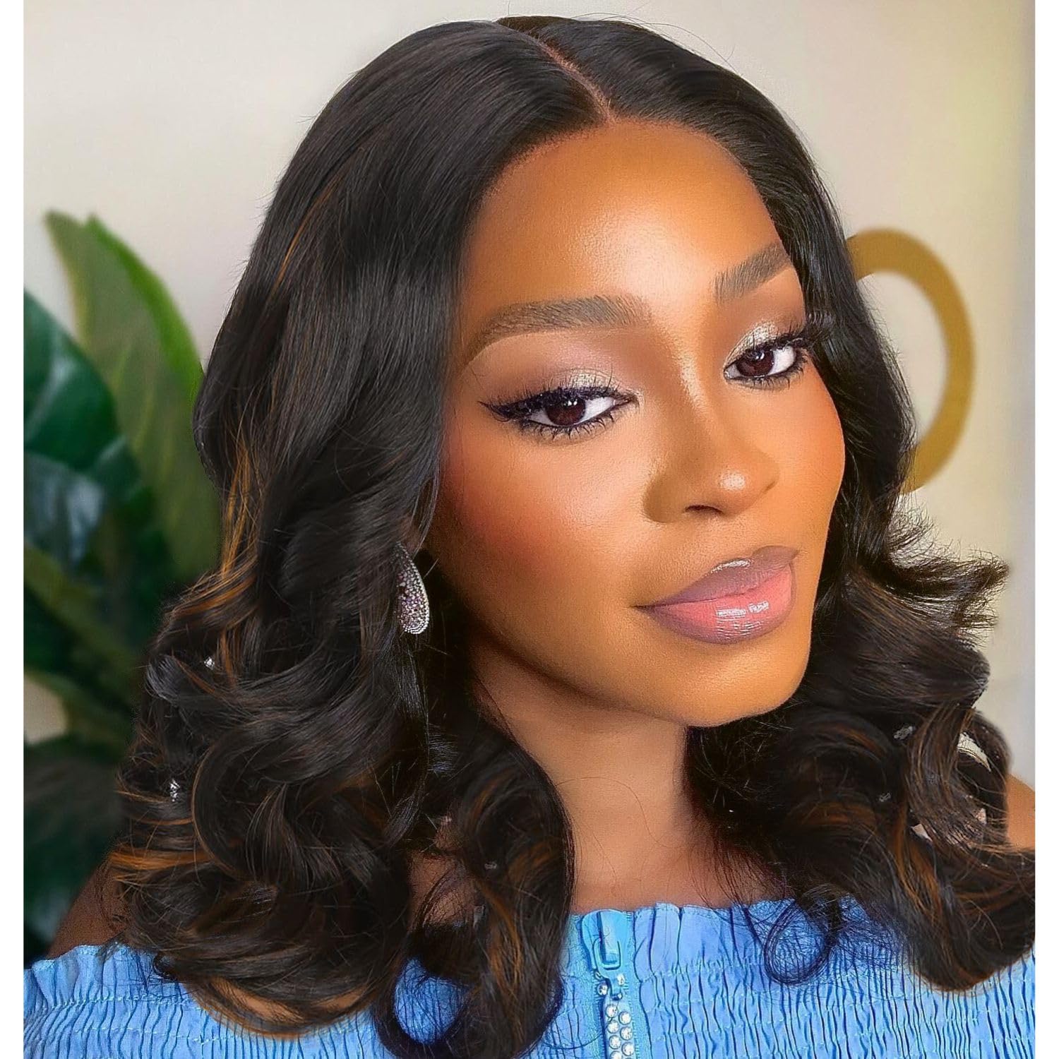 Amazon.com : WIGER Short Bob Wavy Wigs 16 inch Loose Wave Wig for Women ...