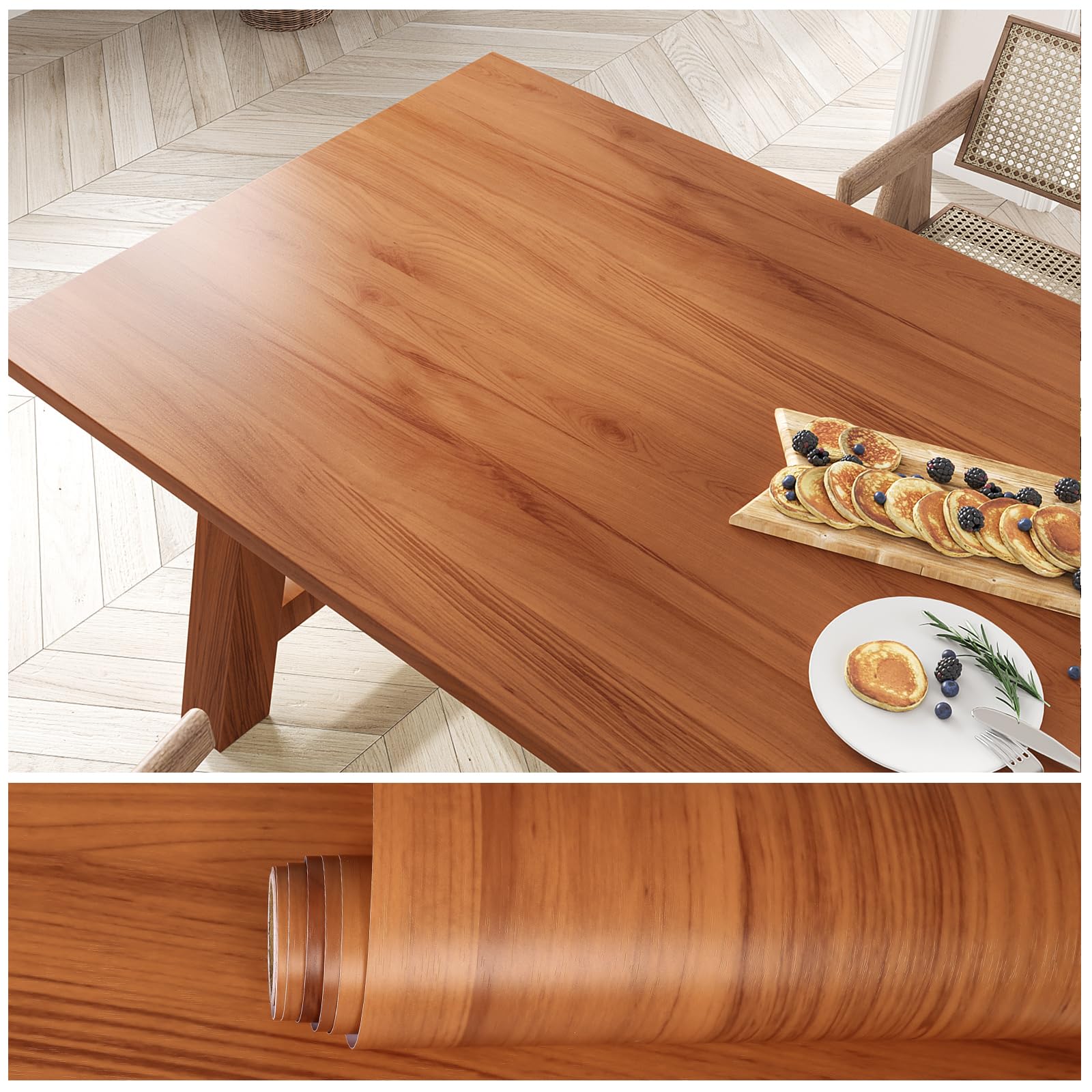 Amazon.com: VEELIKE Chestnut Brown Wood Contact Paper Wood Wallpaper ...