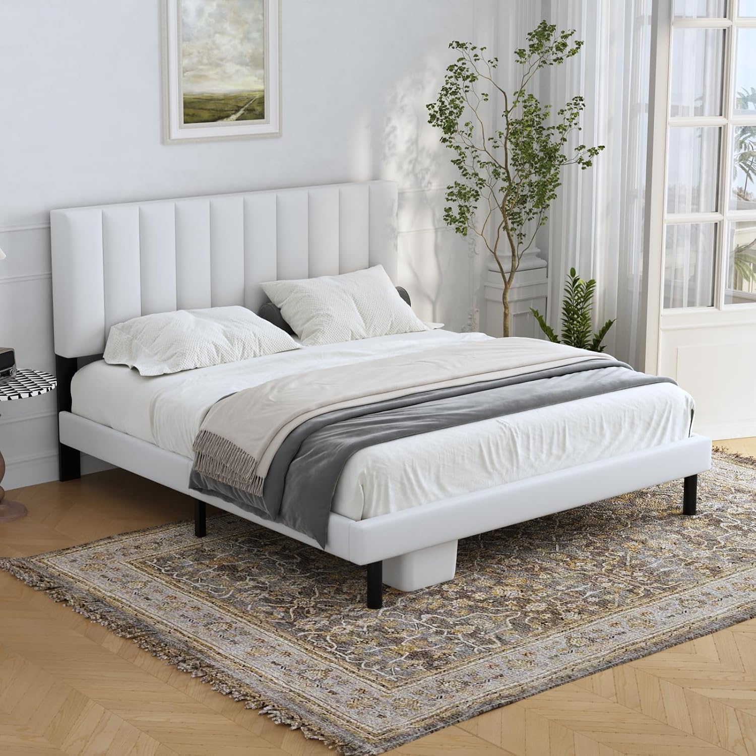 Bed Frames, Lukace King Bed Frames with Upholstered Headboard, Without ...