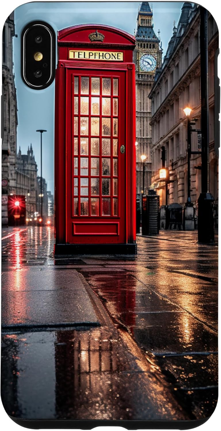 Amazon.com: iPhone XS Max Wet London Iconic Red Phone Booth Clocktower ...