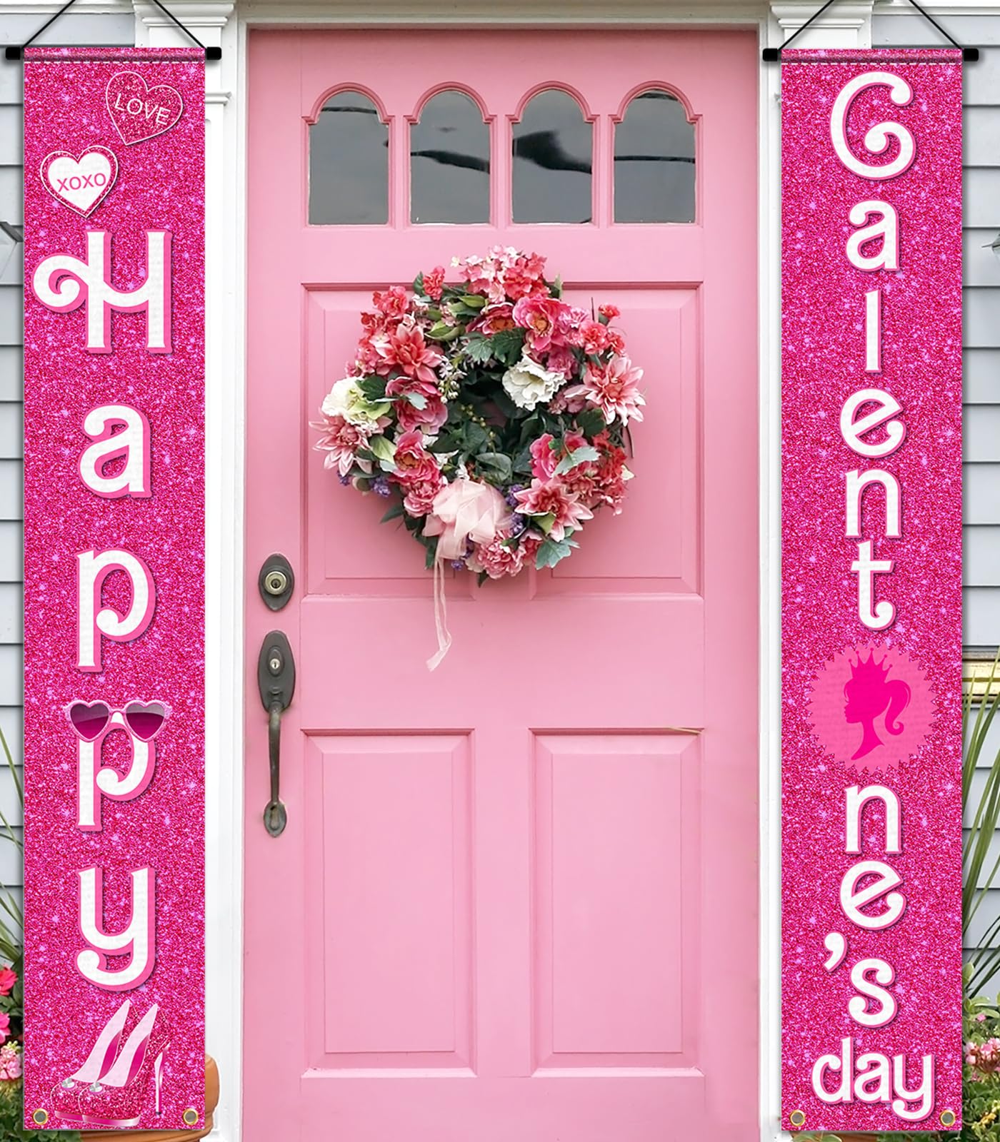 Galentines Day Porch Sign Banner,Glitter Hot Pink Happy Galentine’s Day ...