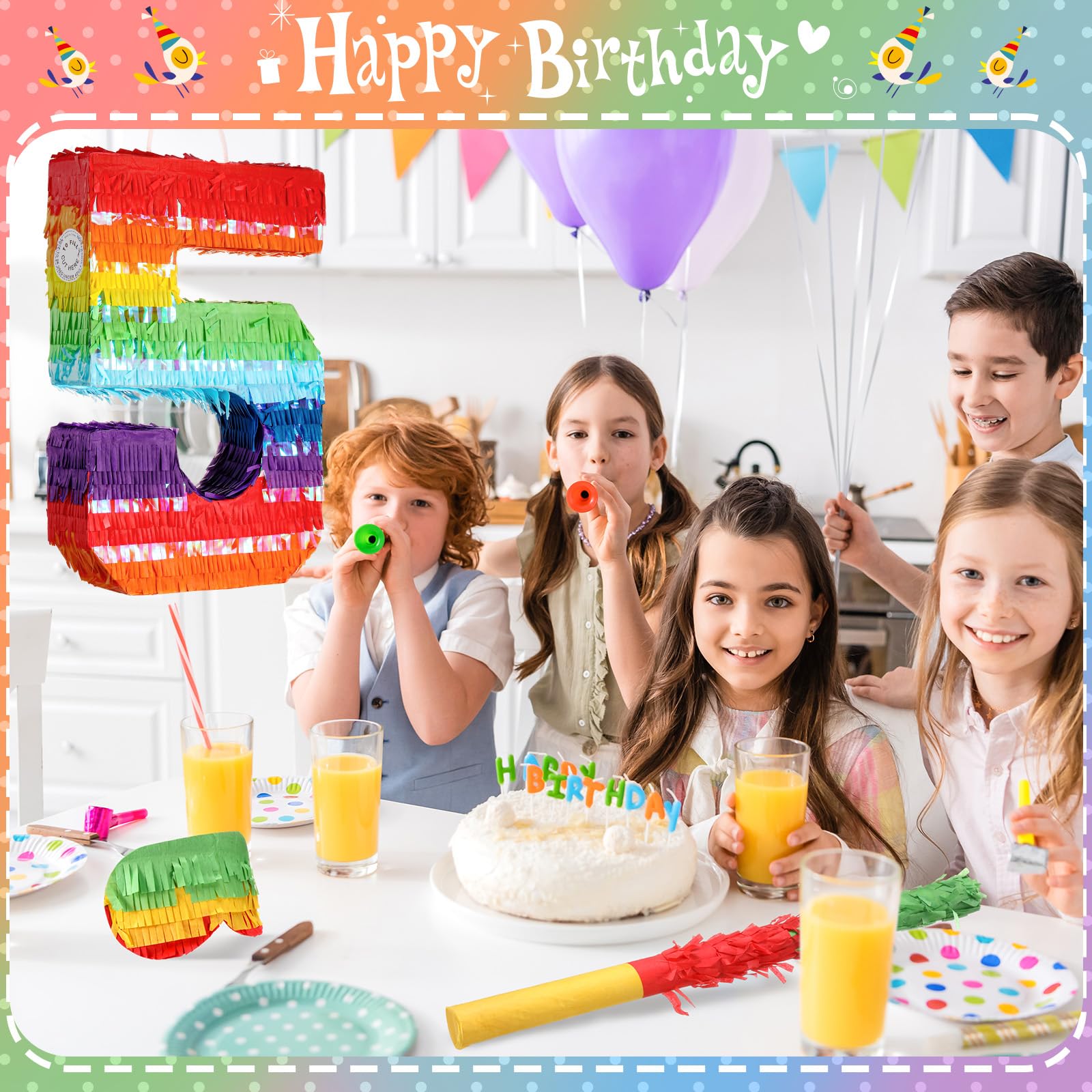 Snapklik.com : Poen Rainbow Mexican Number Pinata For Kids