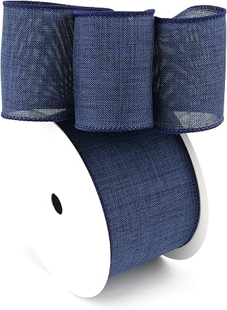 Amazon.com: MAYREEL 2.5 Inch Navy Blue Burlap Wired Ribbon for Gift ...