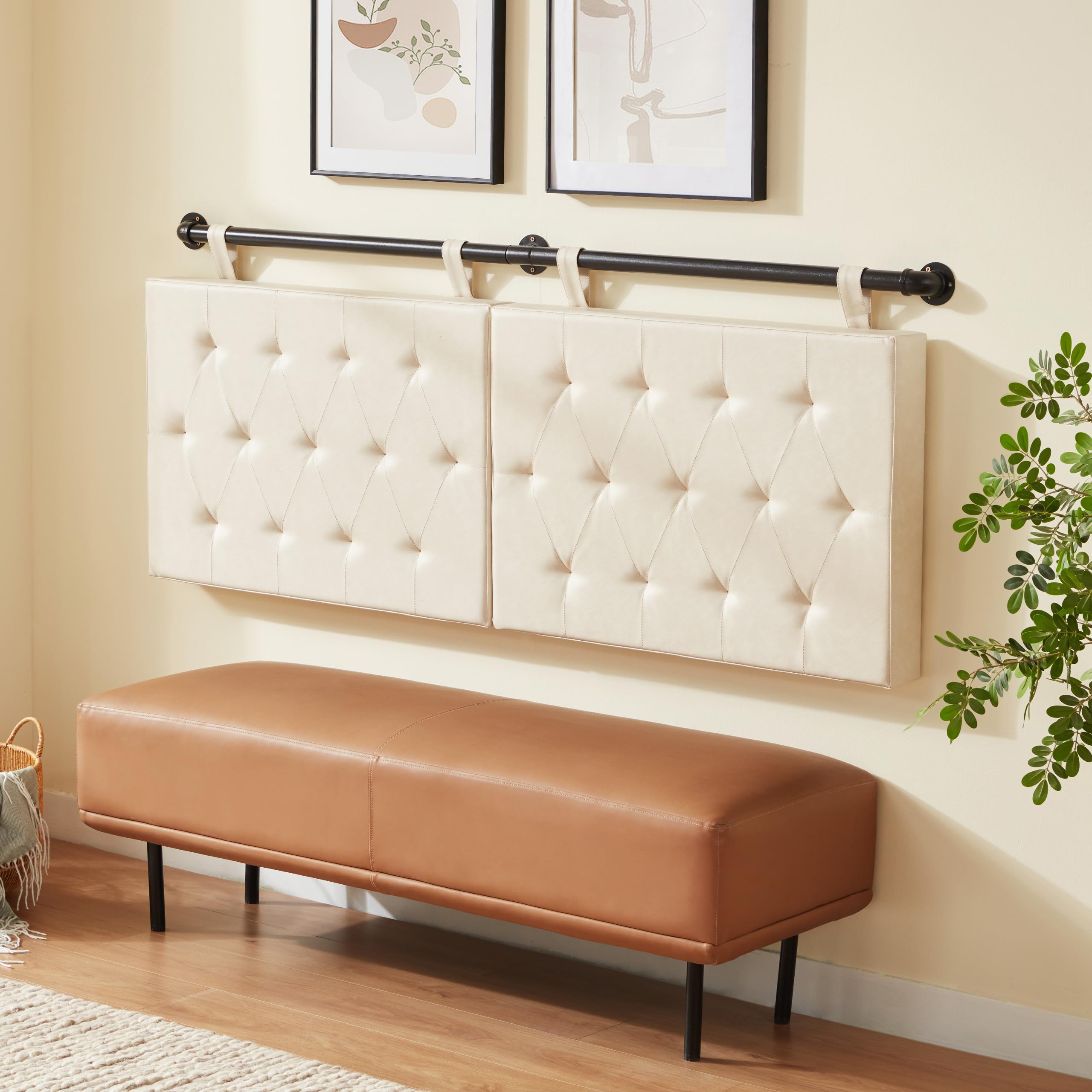 Snapklik.com : Wall Mounted Headboard King, Upholstered Faux Leather ...
