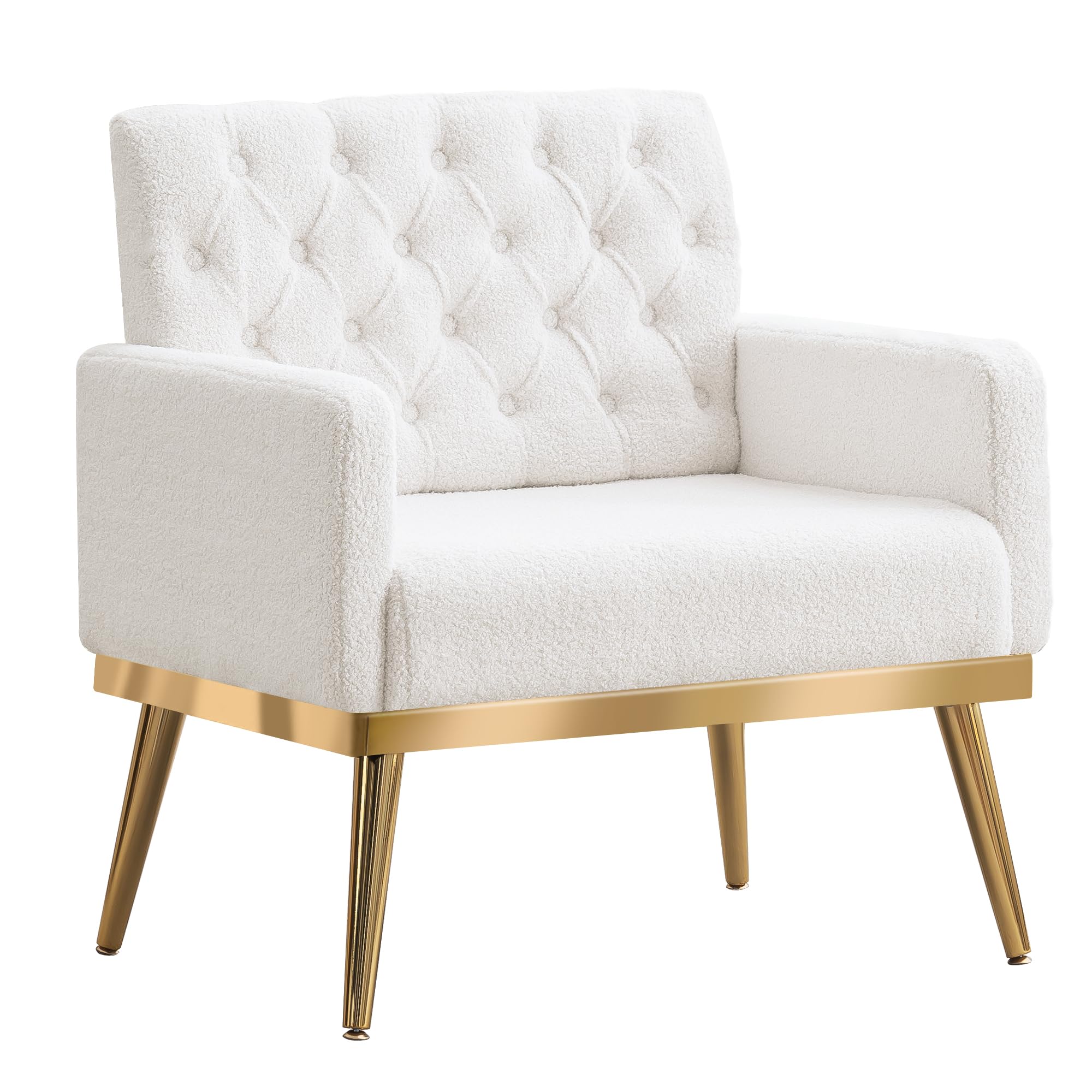 Amazon.com: HOMYKA Sherpa Accent Chair, White Modern Teddy Chair with ...