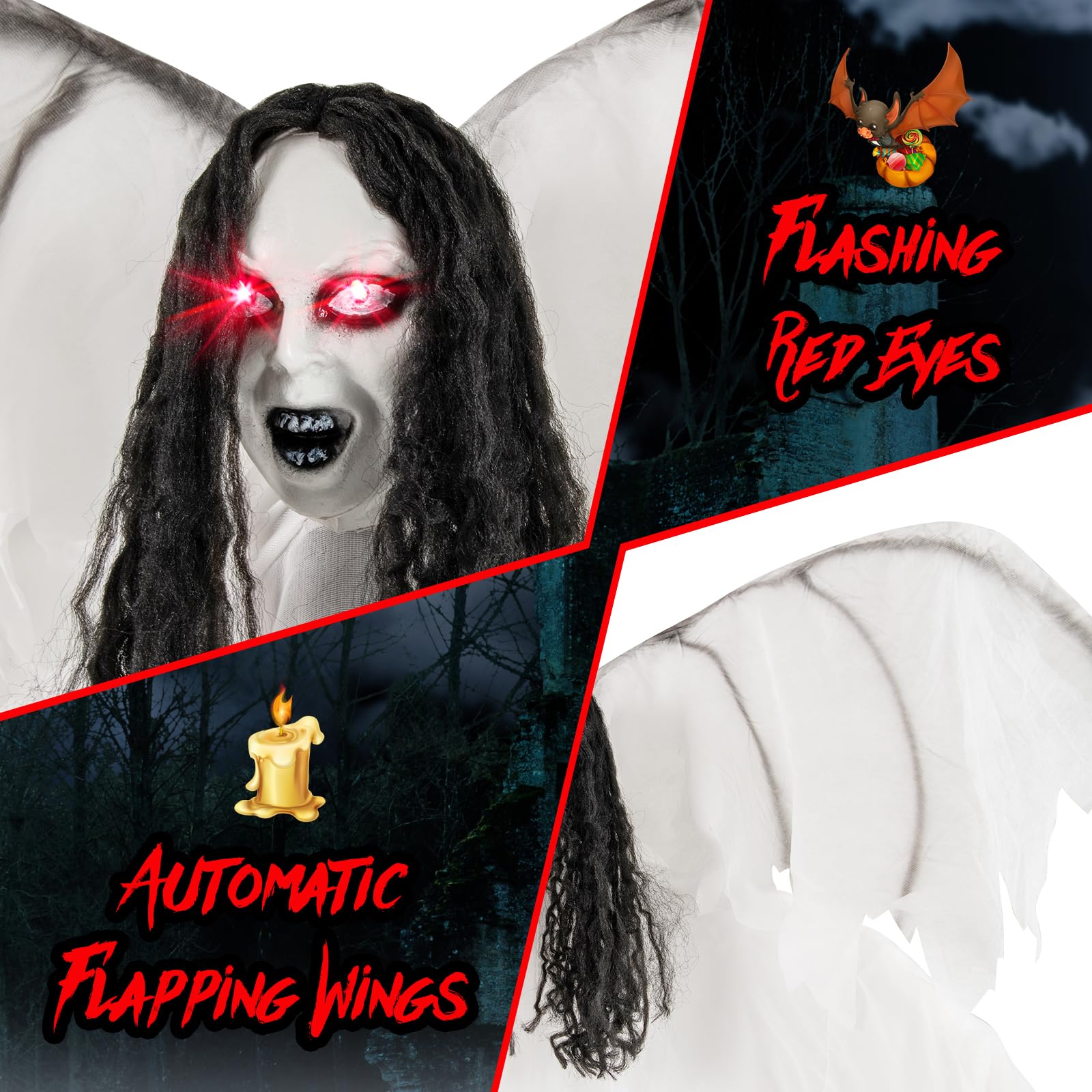 Snapklik.com : Halloween Animatronic Standing Angel, 6.6 FT Haunted ...
