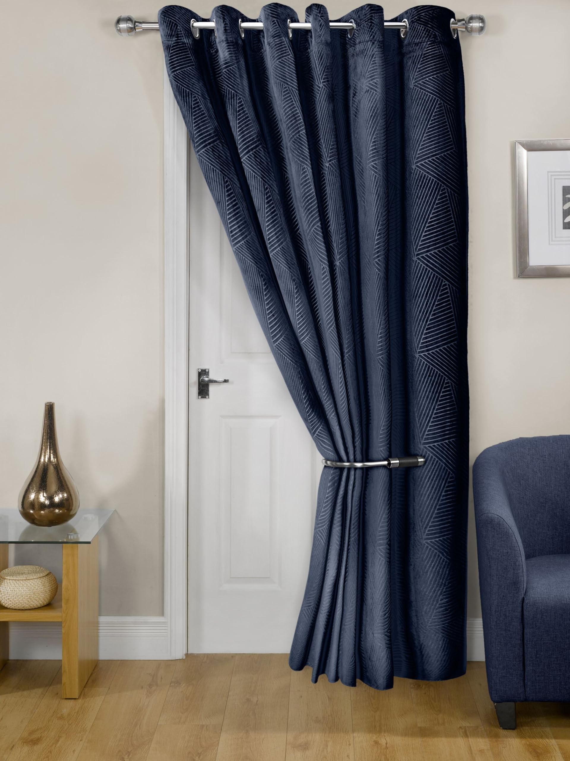 Emma Barclay Midnight - Embossed Velvet Woven Thermal Eyelet Door ...