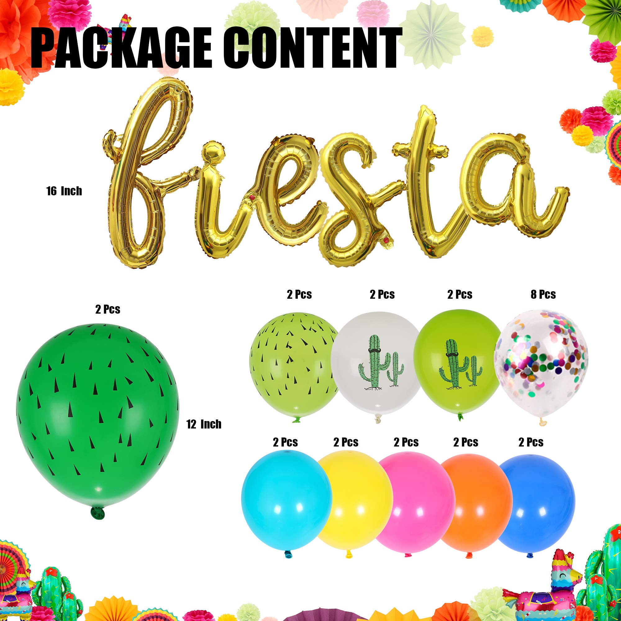 Snapklik.com : 40 Pcs Fiesta Letter Banner Balloons Jumbo Mexico Taco ...