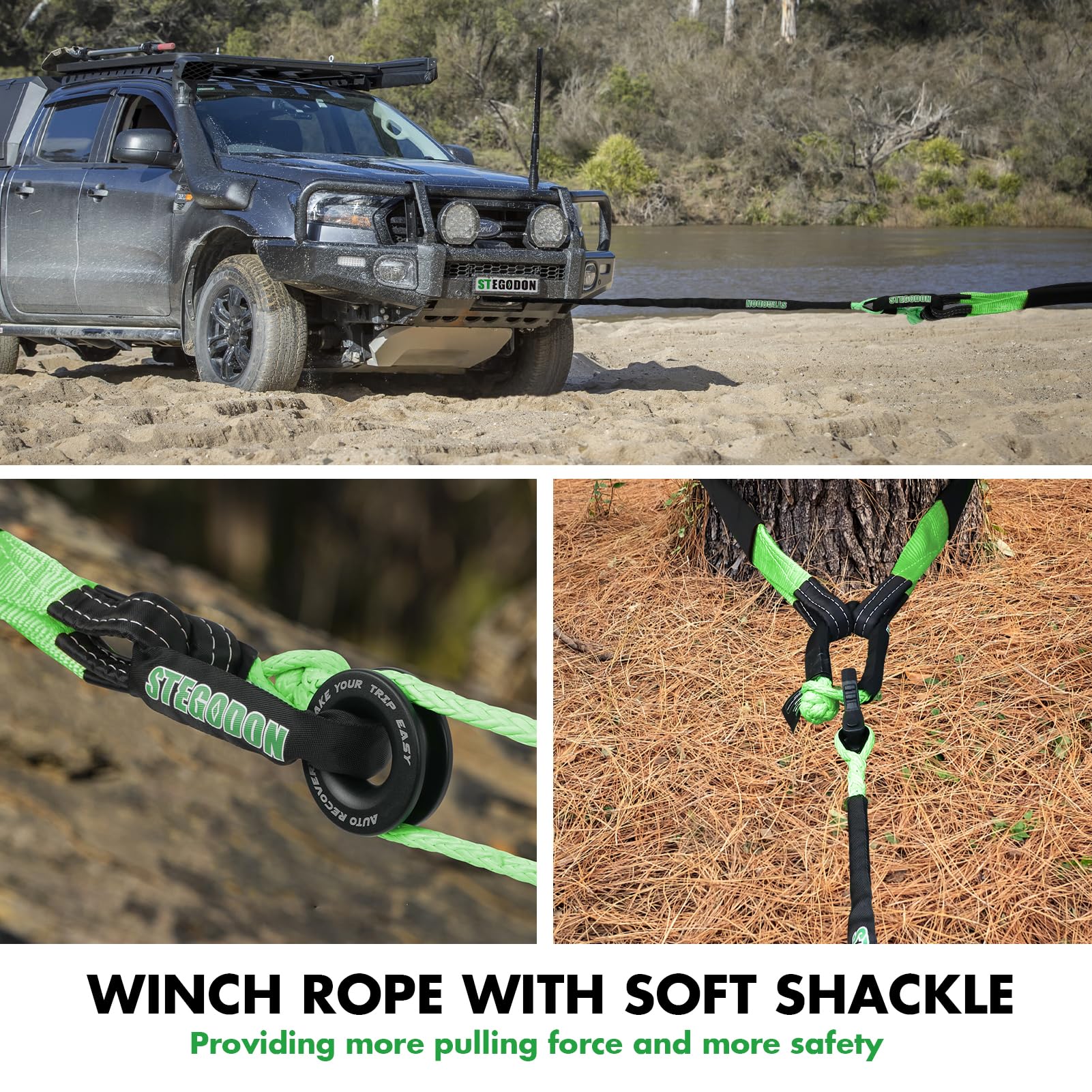 Snapklik.com : STEGODON 1/2inch X 85ft Synthetic Winch Rope Kit ...