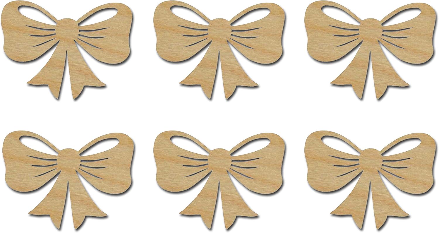 Amazon.com: Bow Shape Unfinished Wood Cutouts Bows 2.5" Inch 6 Pieces ...