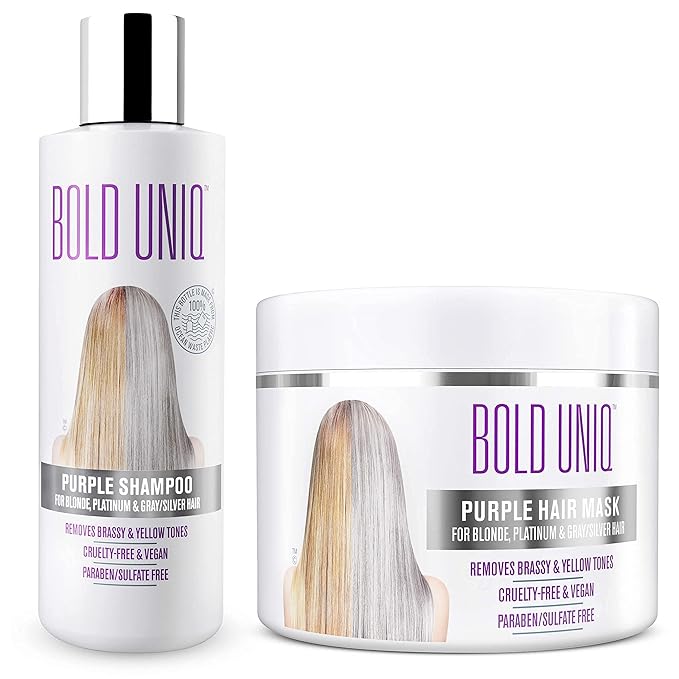 Amazon.com : Bold Uniq Purple Shampoo & Mask Bundle. Eliminates Brassy ...