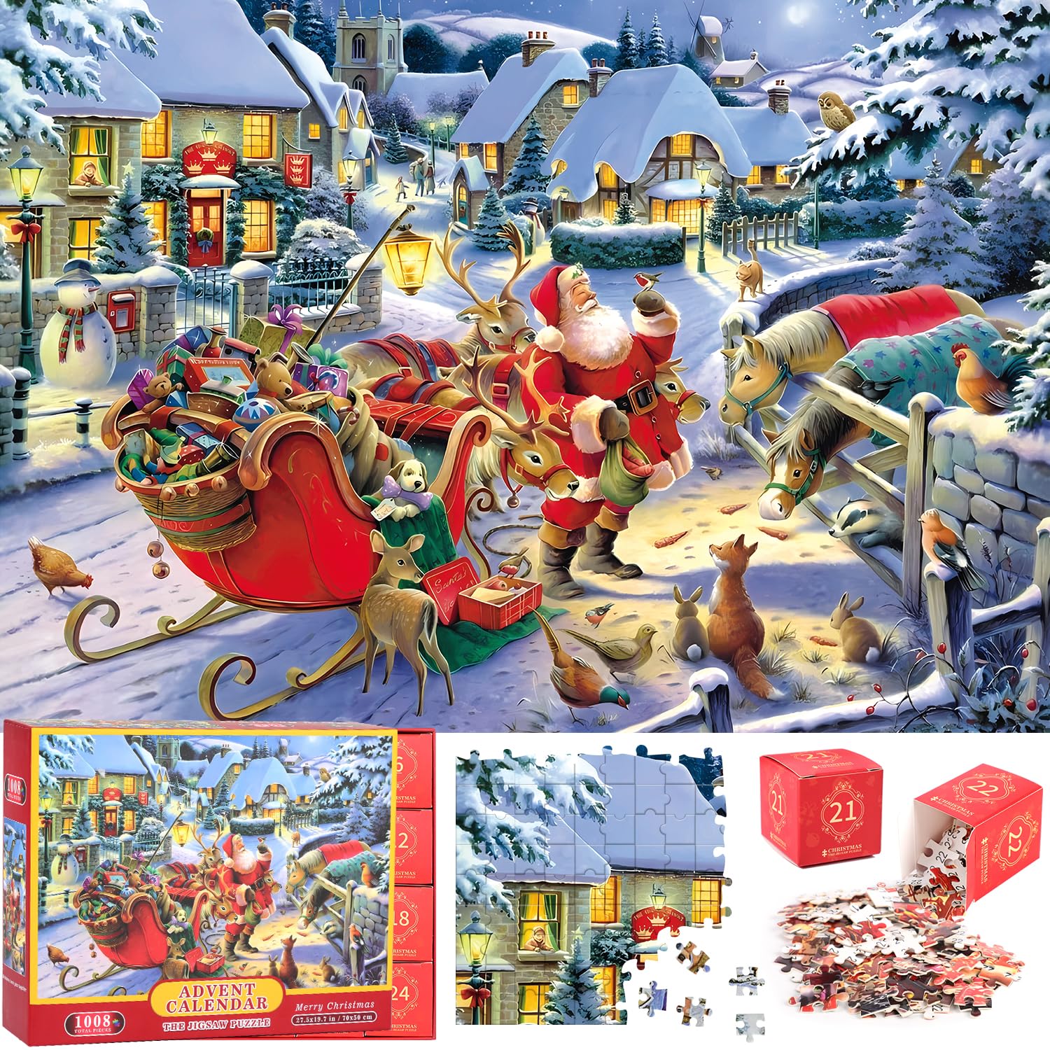 Amazon.com: Christmas Advent Calendar Jigsaw Puzzles, 1008 Pieces ...
