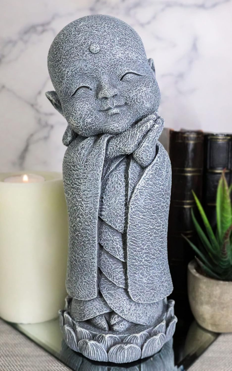 Amazon.com: Ebros Japanese Namaste Jizo Monk Standing On Lotus Flower ...