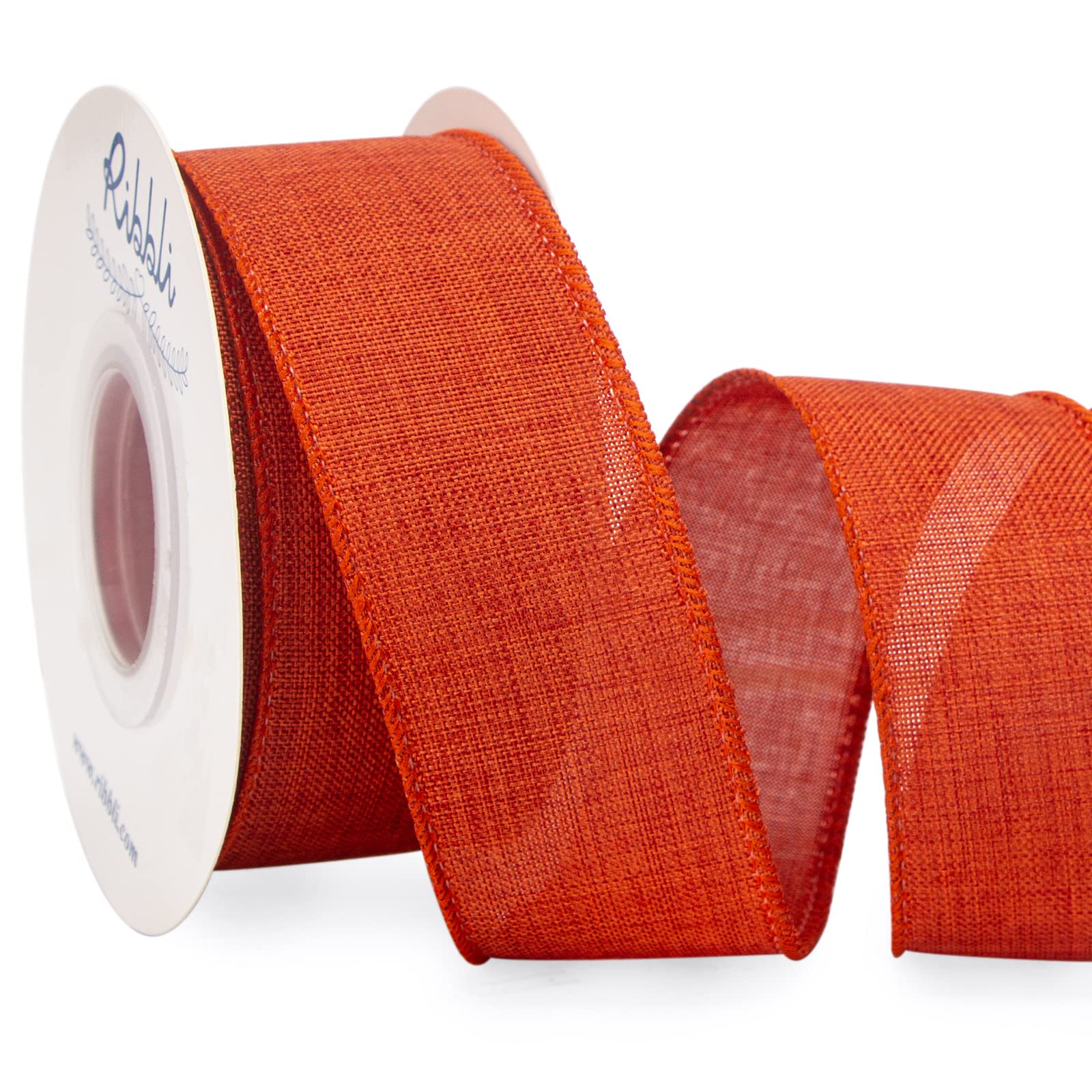 Snapklik.com : Rust Linen Wired Ribbon,1-1/2 Inch X Continuous 10 Yard ...
