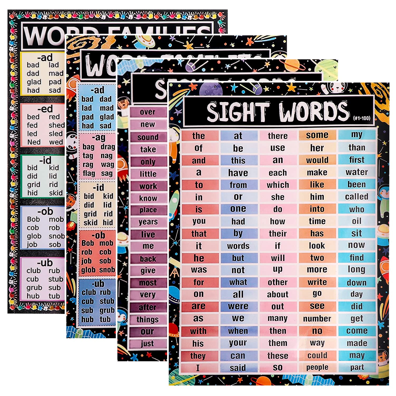 Buy 4 Sheets Educational s Words and Word, Families s Educational ...
