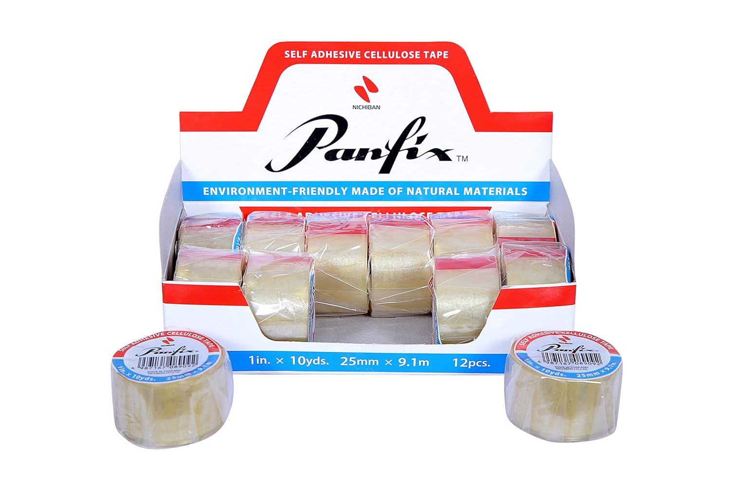 Nichiban Panfix Quarter inch self Adhesive Cellulose Tape Pack of (25mm ...