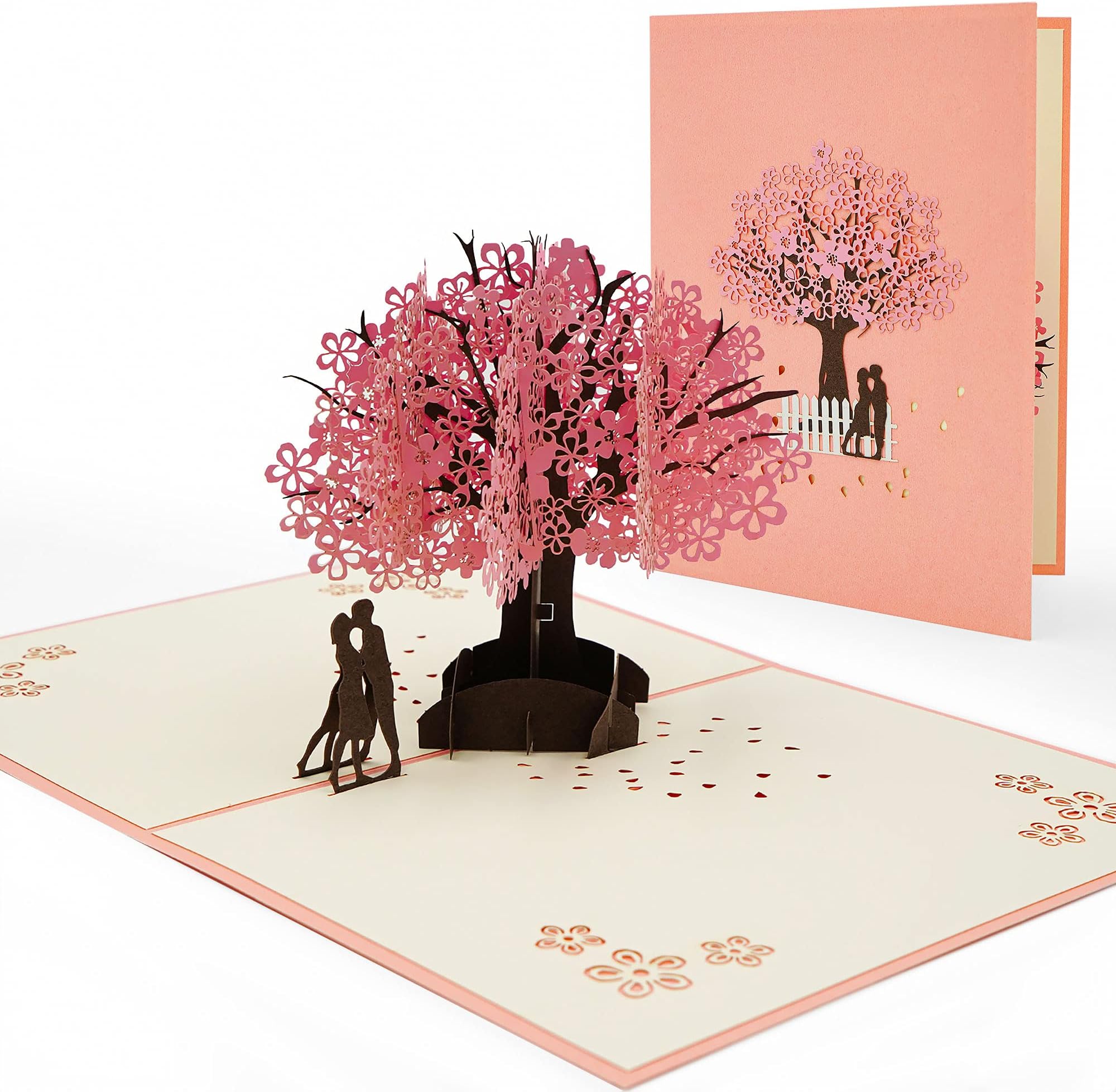 AIBAOBAO 3D Pop Up Wedding Card, Romantic Handmade Cherry Blossom Card ...