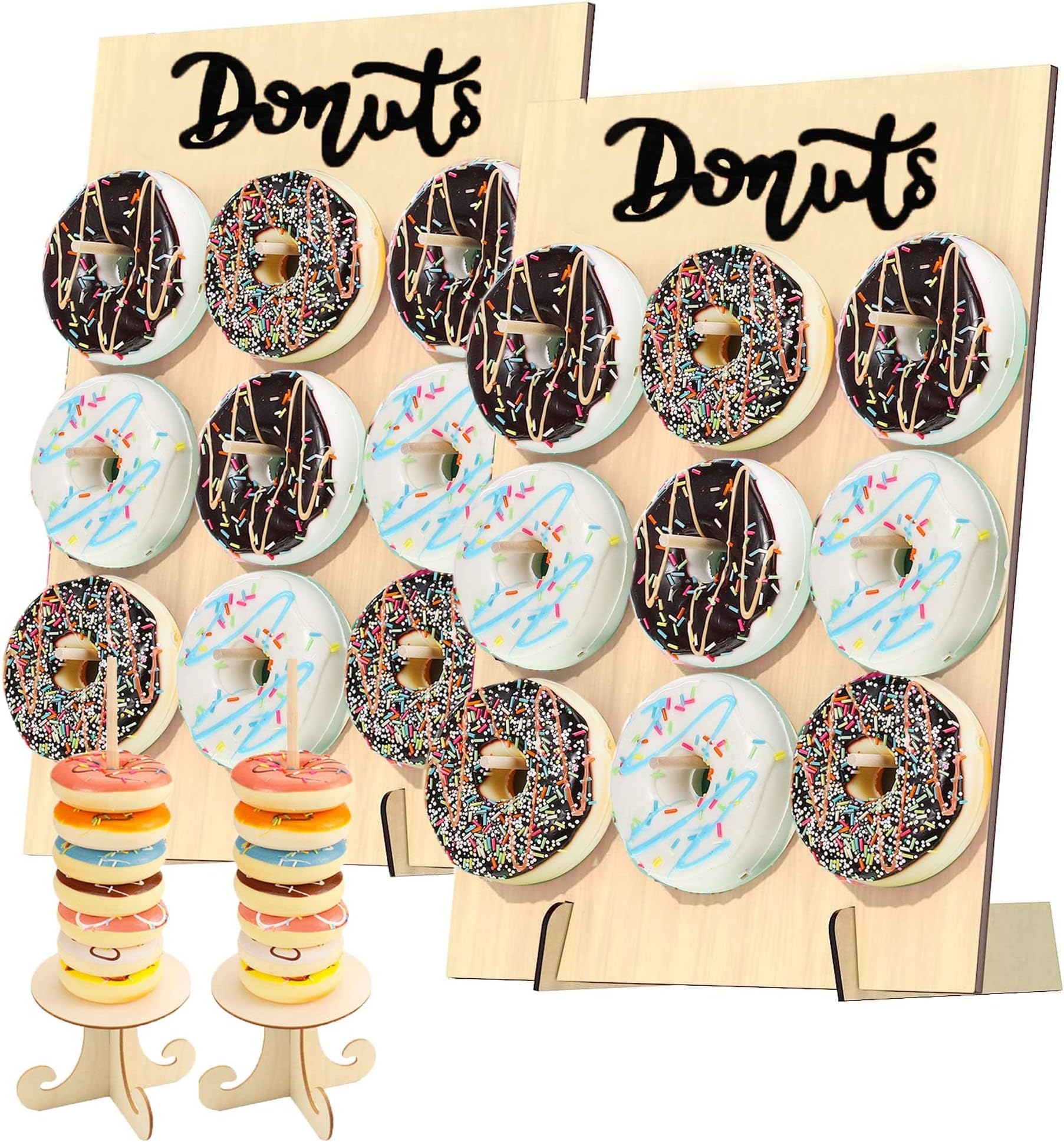 Amazon.com: 2 Pcs Wood Donut Wall Display Stand Reusable Rustic ...