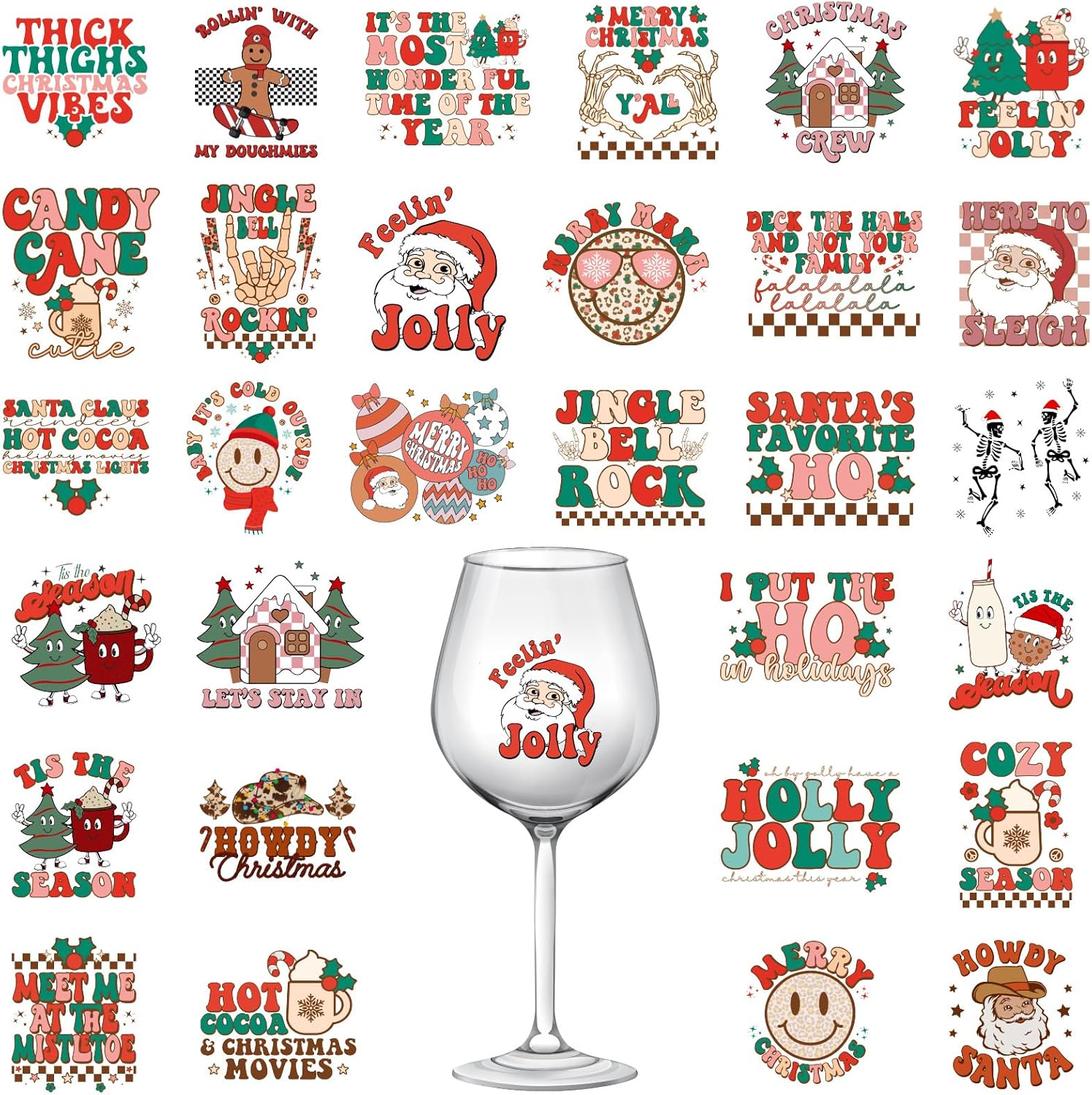 Amazon.com: Whaline 90Pcs Christmas Wine Glass Drink Markers Red Green ...