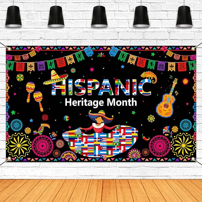 Amazon.com : Mocsicka Hispanic Heritage Month Banner Latin American ...