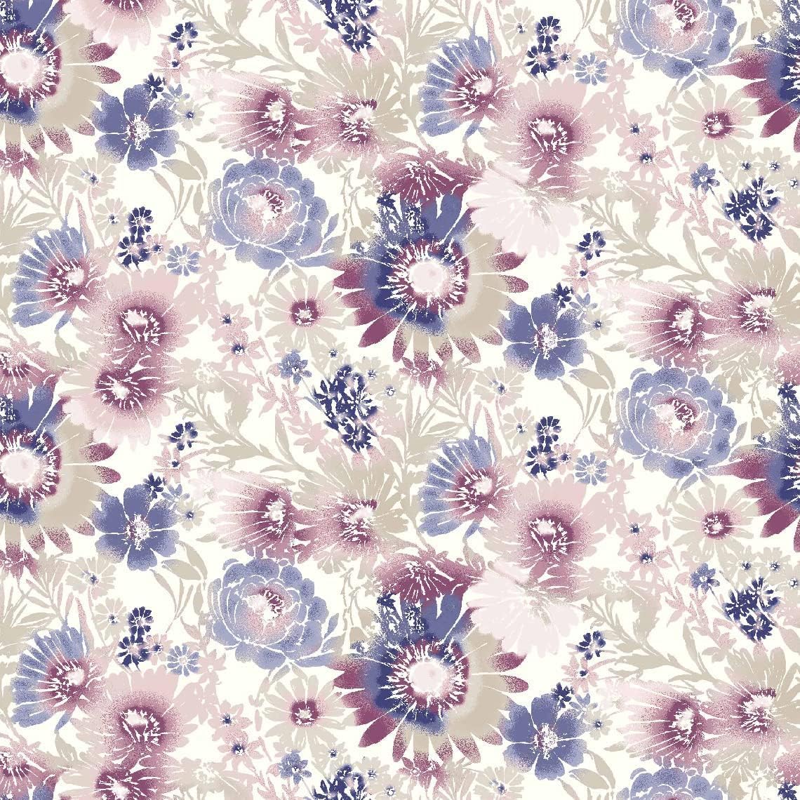 Amazon.com: Stylish FABRIC Watercolor Medium Flowers Printed on 100% ...